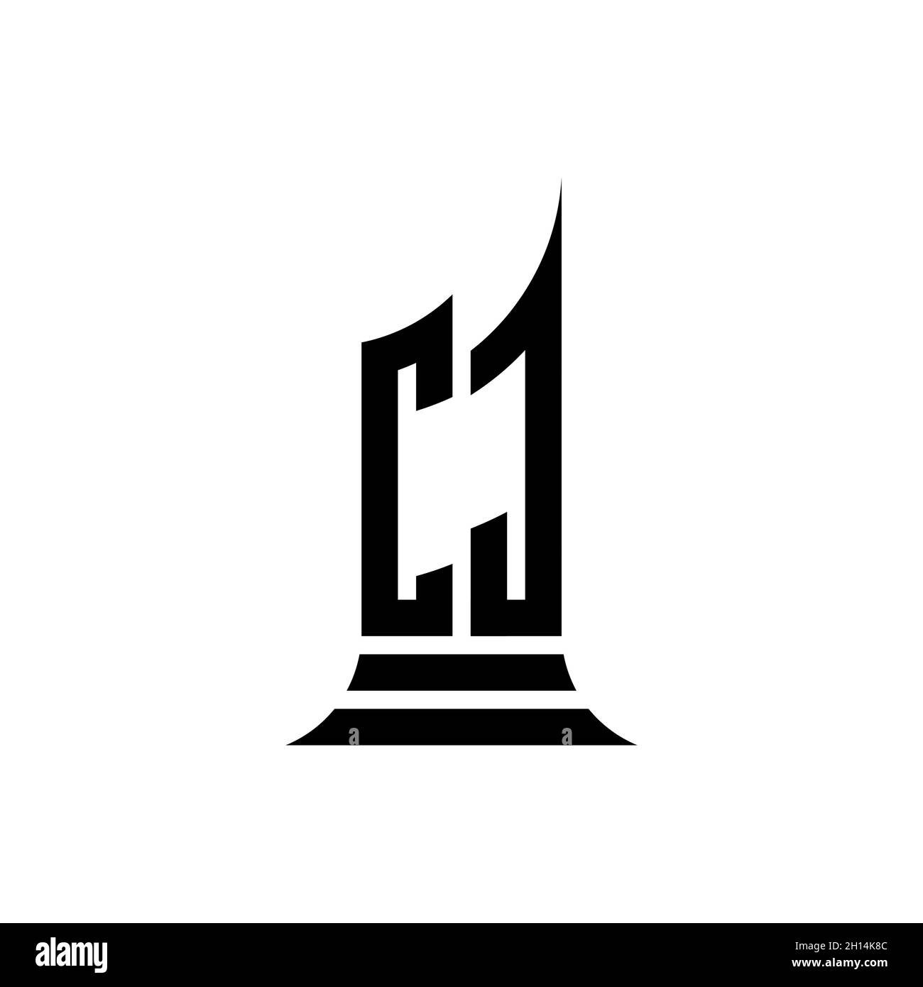CJ Monogram logo letter with building shape style design isolated on ...