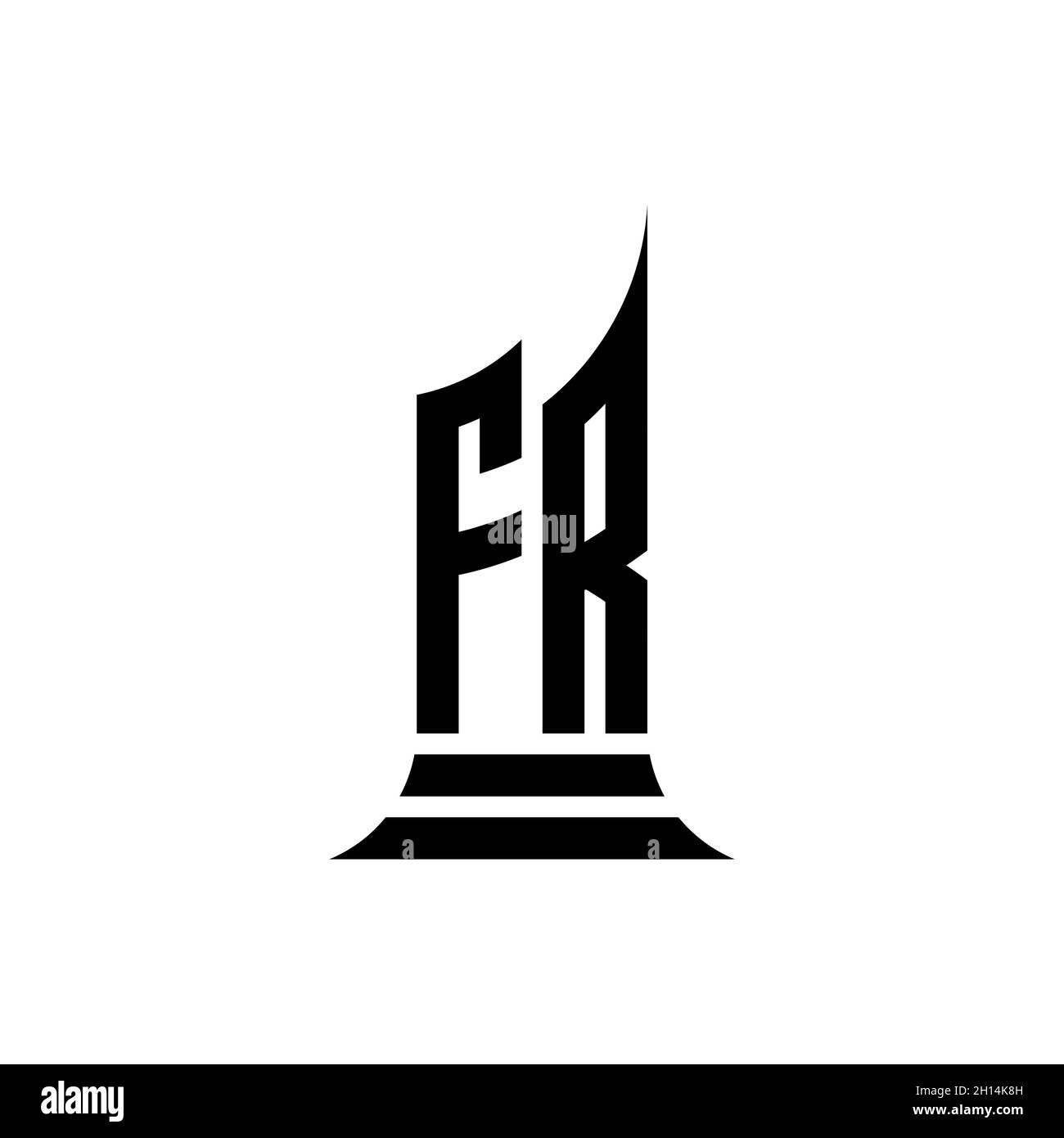 FR Monogram logo letter with building shape style design isolated on ...