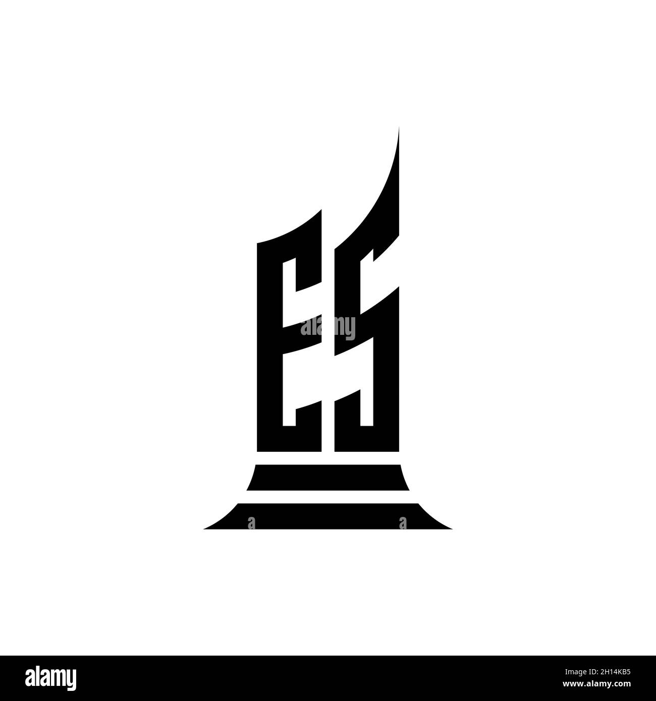 ES Monogram logo letter with building shape style design isolated on ...