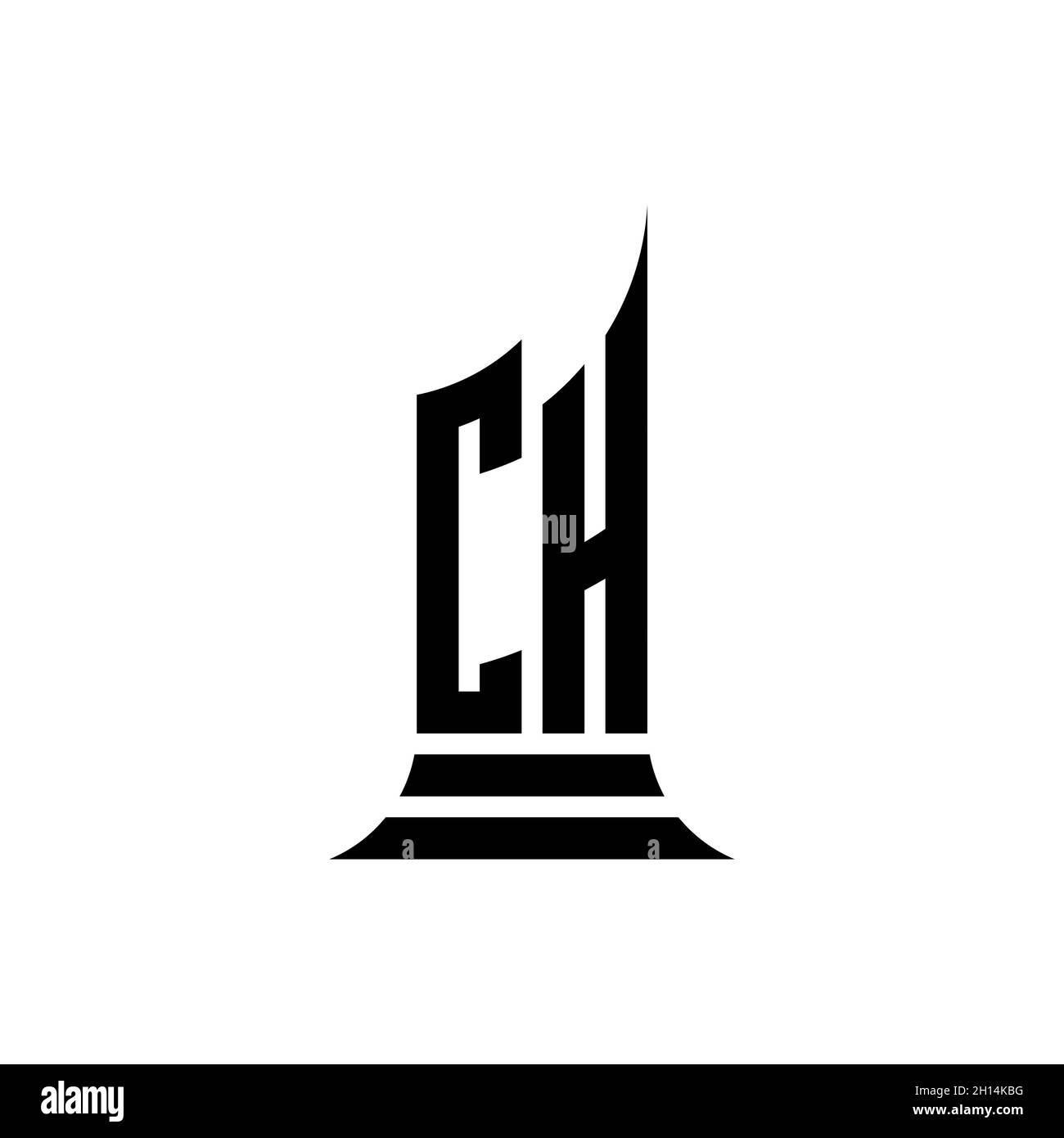 CH Monogram logo letter with building shape style design isolated on ...