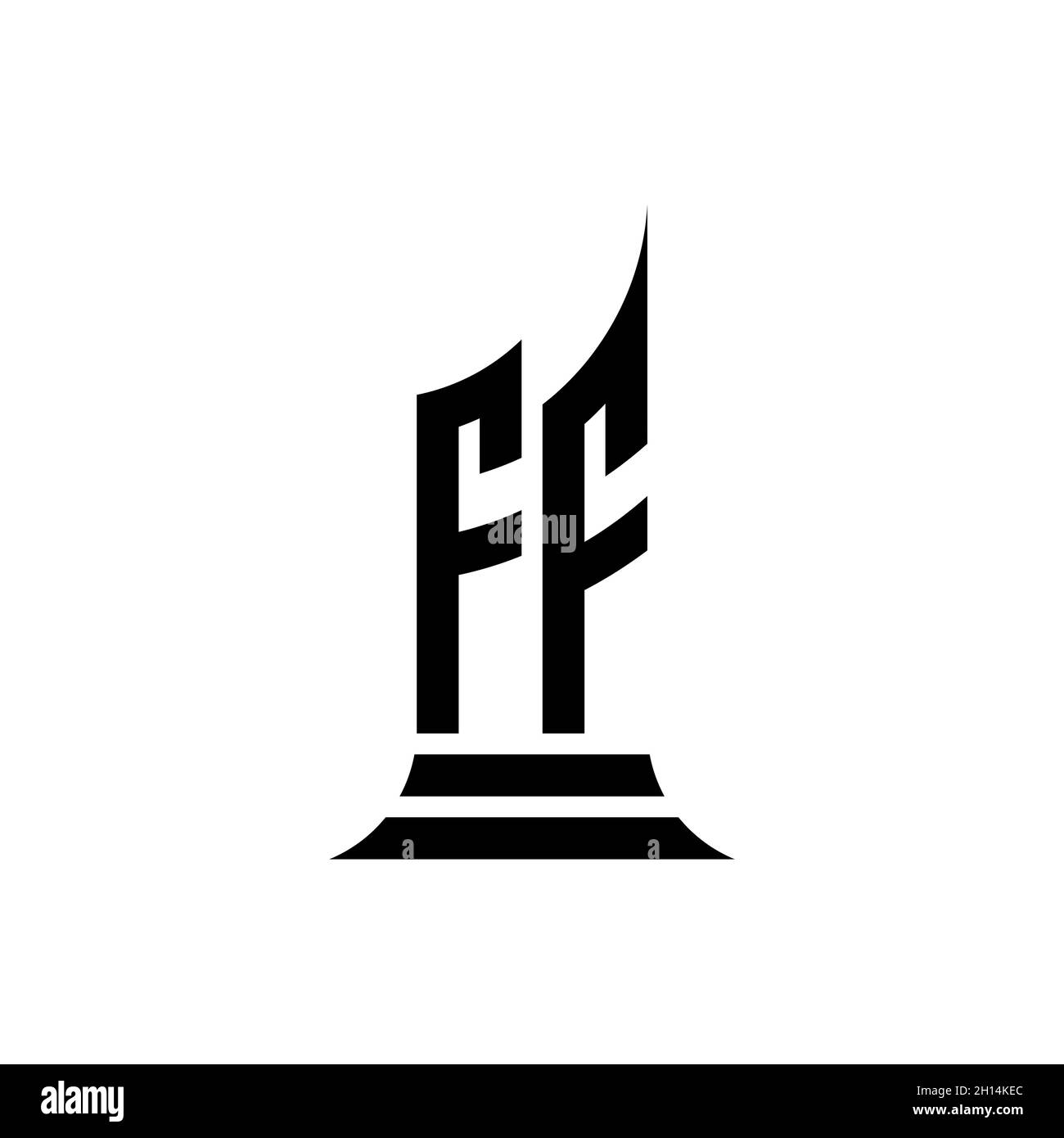 FF Monogram logo letter with building shape style design isolated on ...