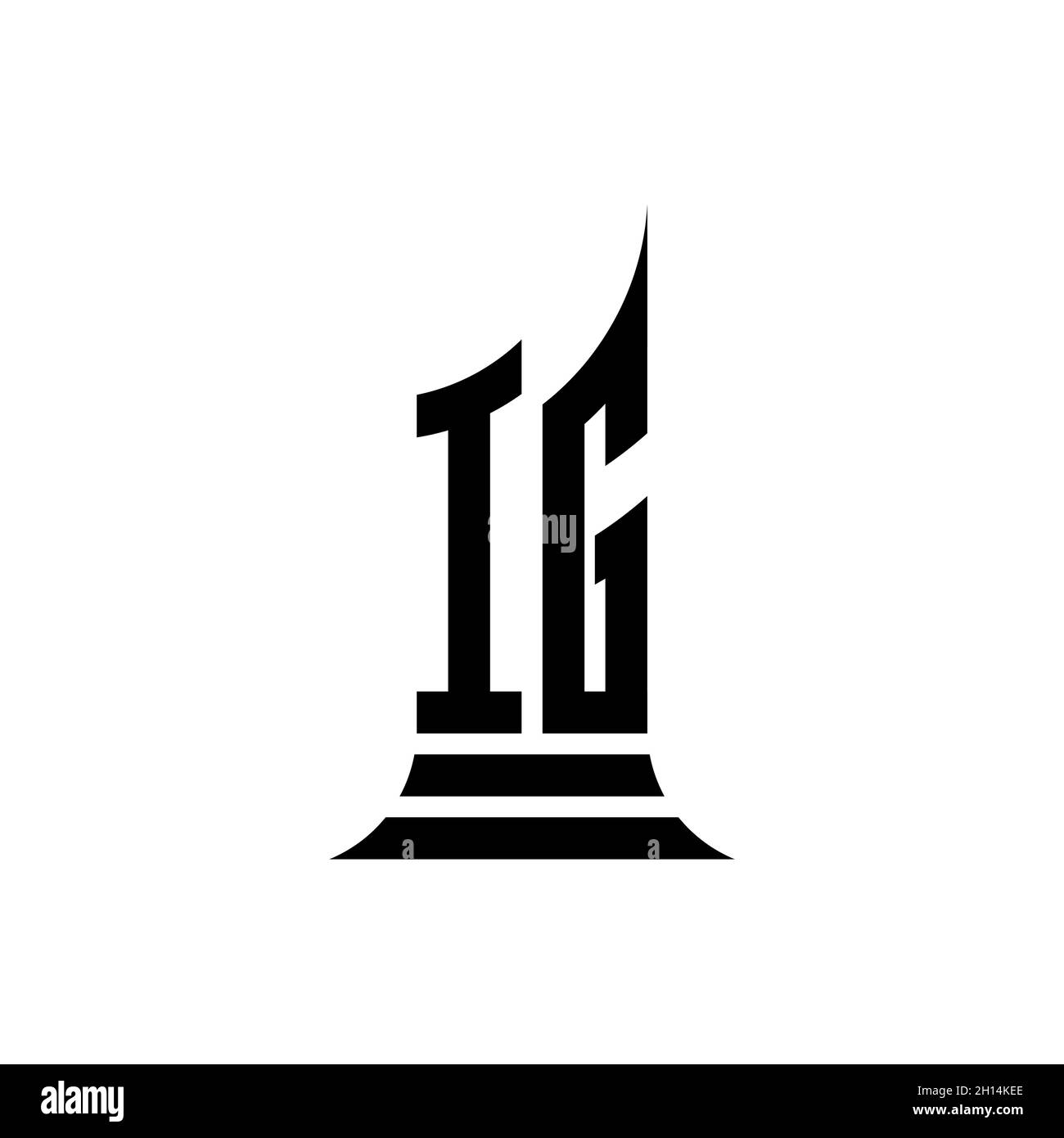 IG Monogram logo letter with building shape style design isolated on ...