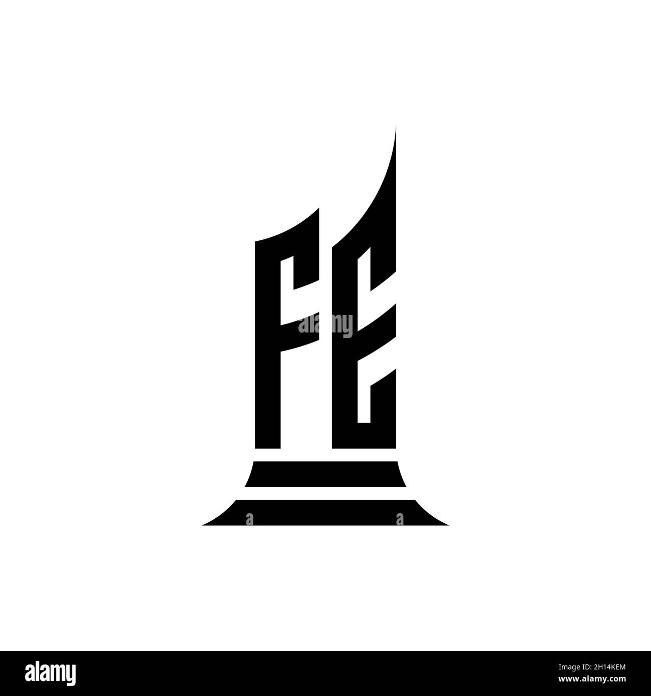 FE Monogram logo letter with building shape style design isolated on ...