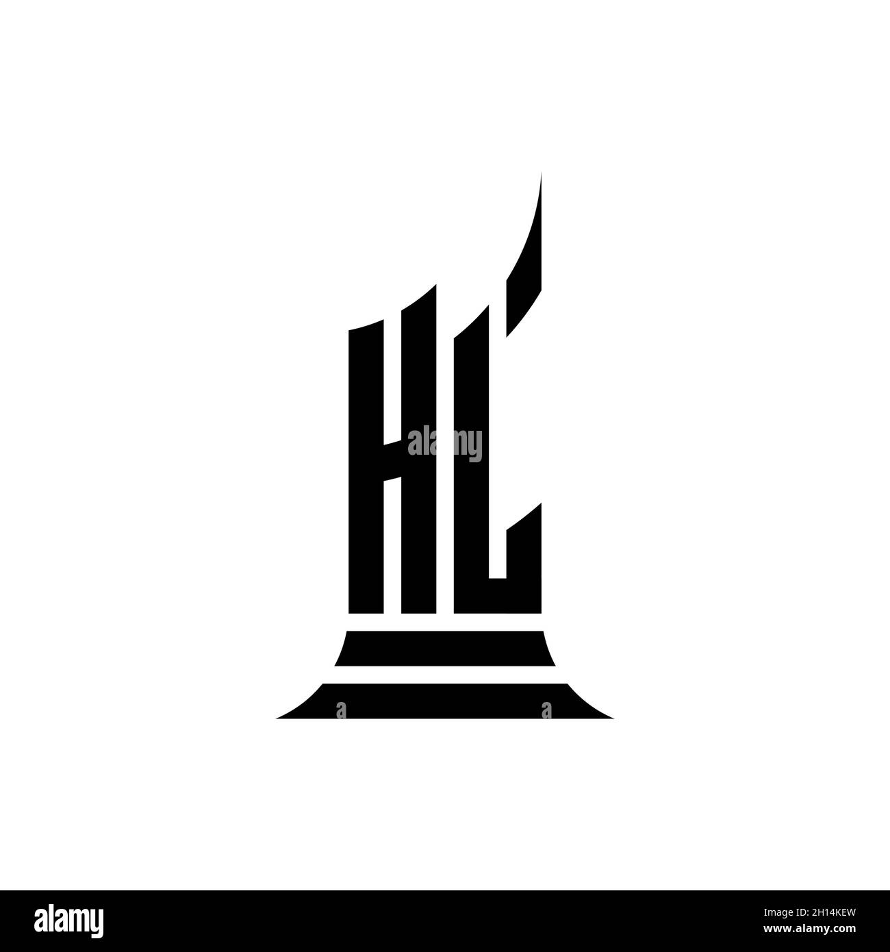HL Monogram logo letter with building shape style design isolated on ...