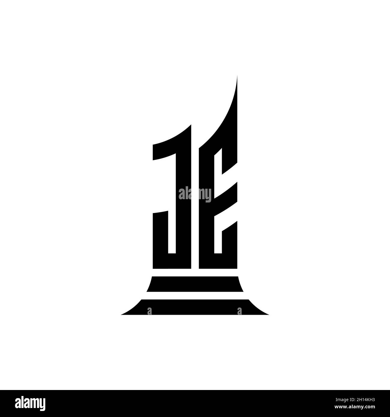 JE Monogram logo letter with building shape style design isolated on ...