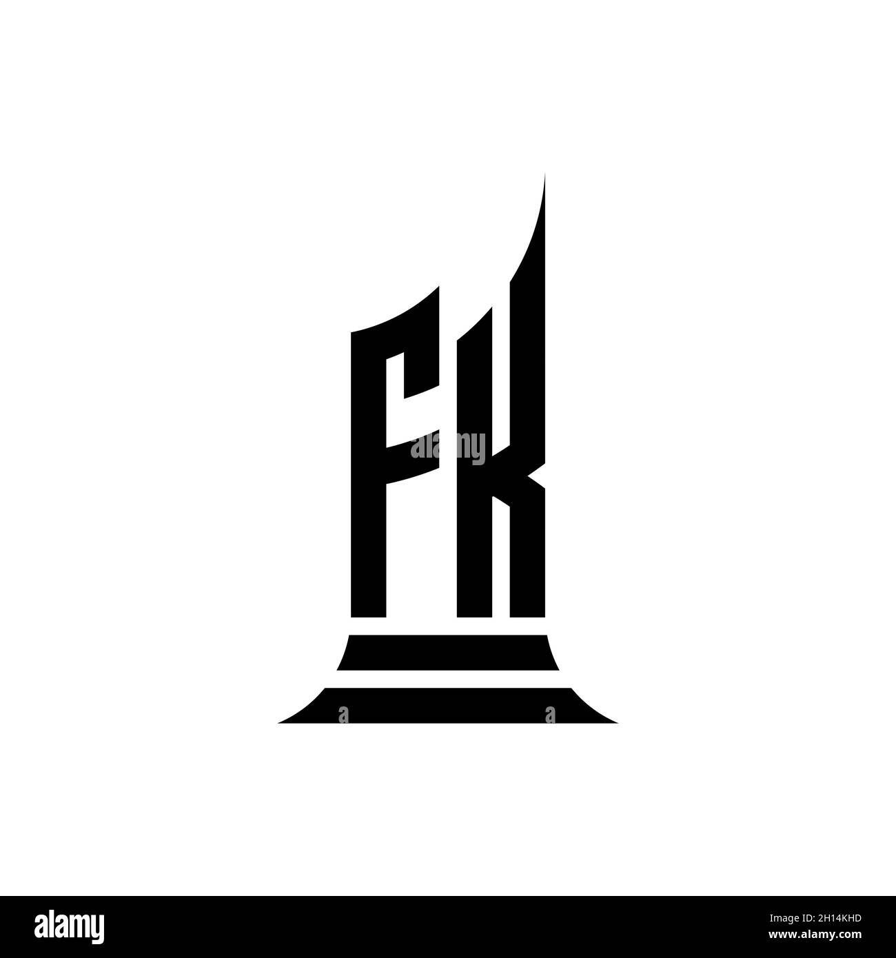 FK Monogram logo letter with building shape style design isolated on ...