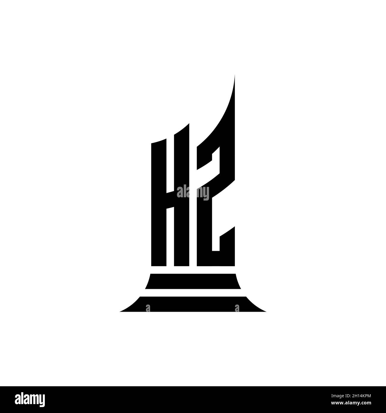 HZ Monogram logo letter with building shape style design isolated on ...