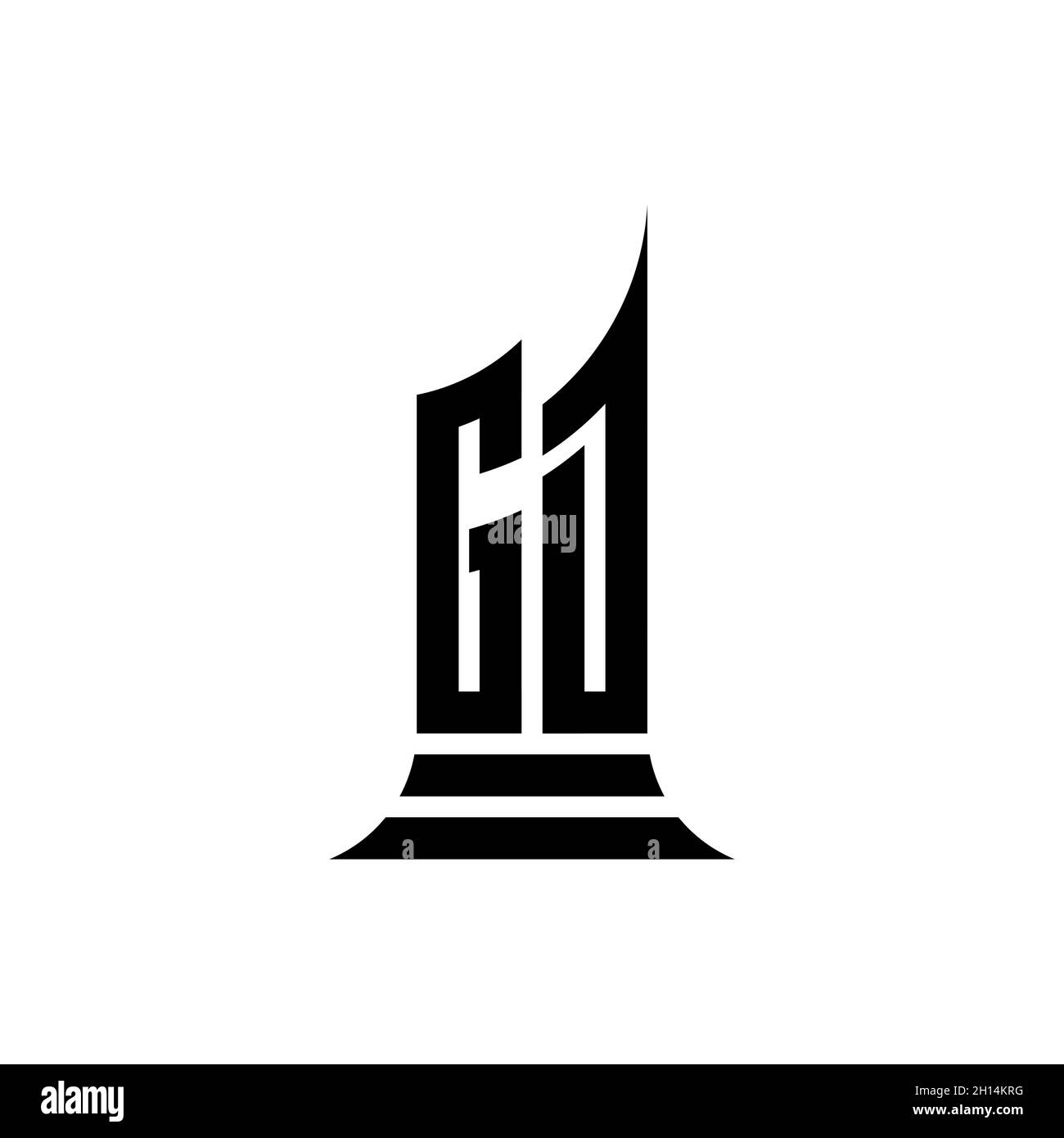 GD Monogram logo letter with building shape style design isolated on ...