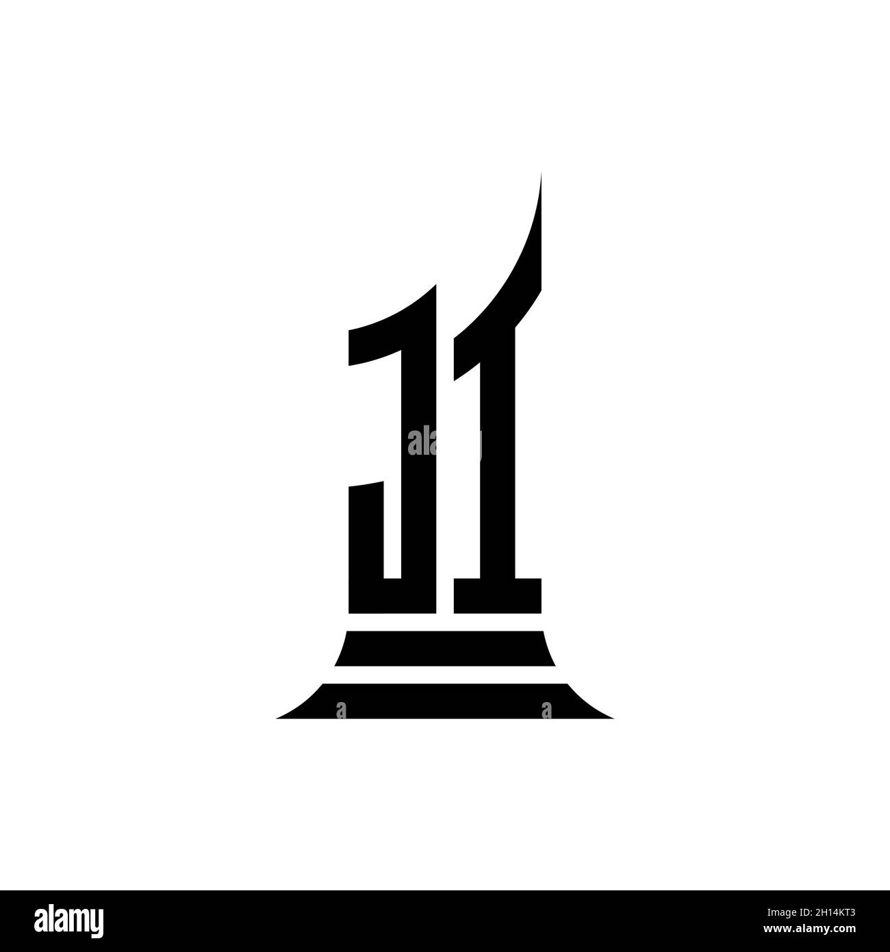 JI Monogram logo letter with building shape style design isolated on ...