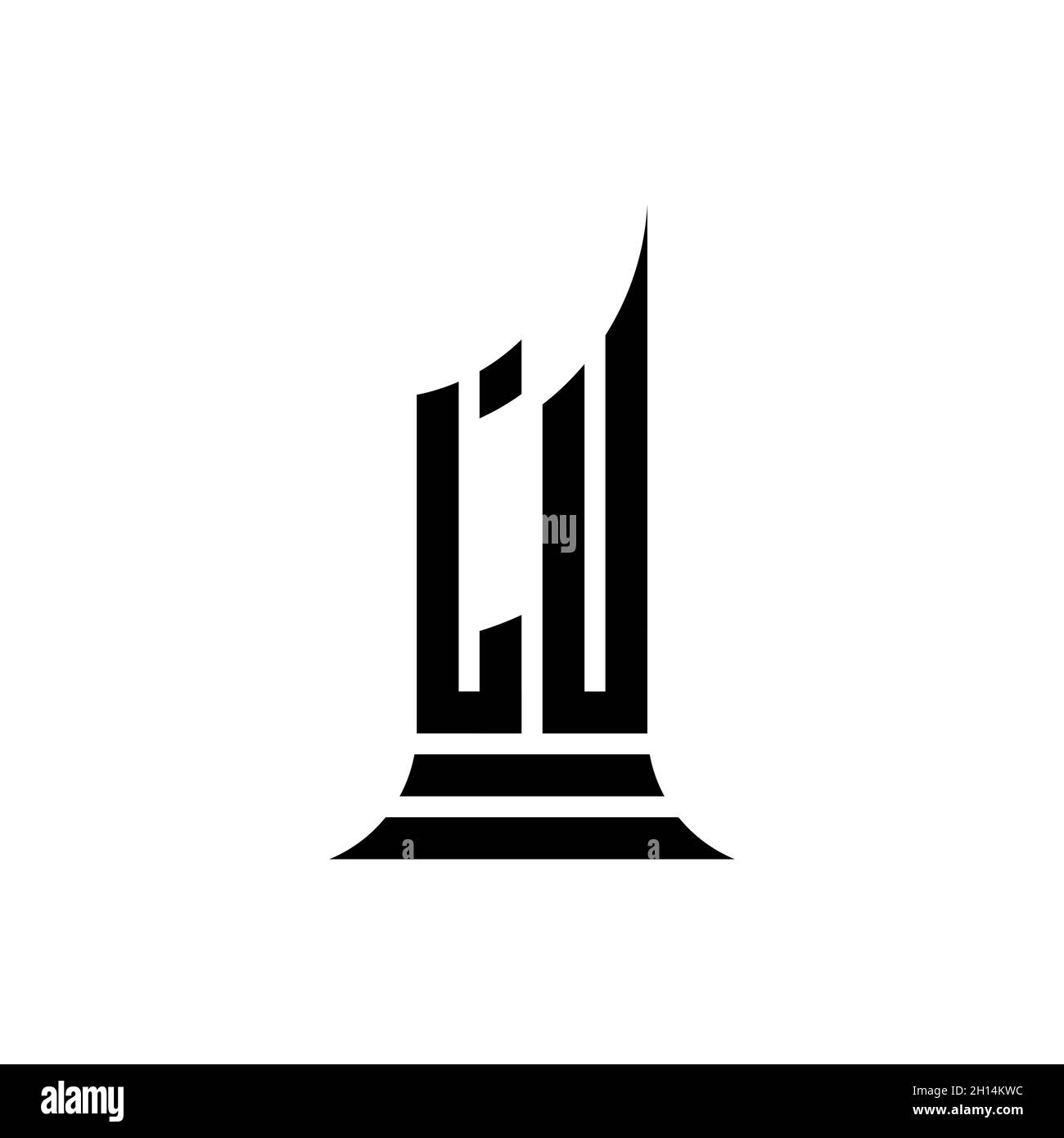 LU Monogram logo letter with building shape style design isolated on ...