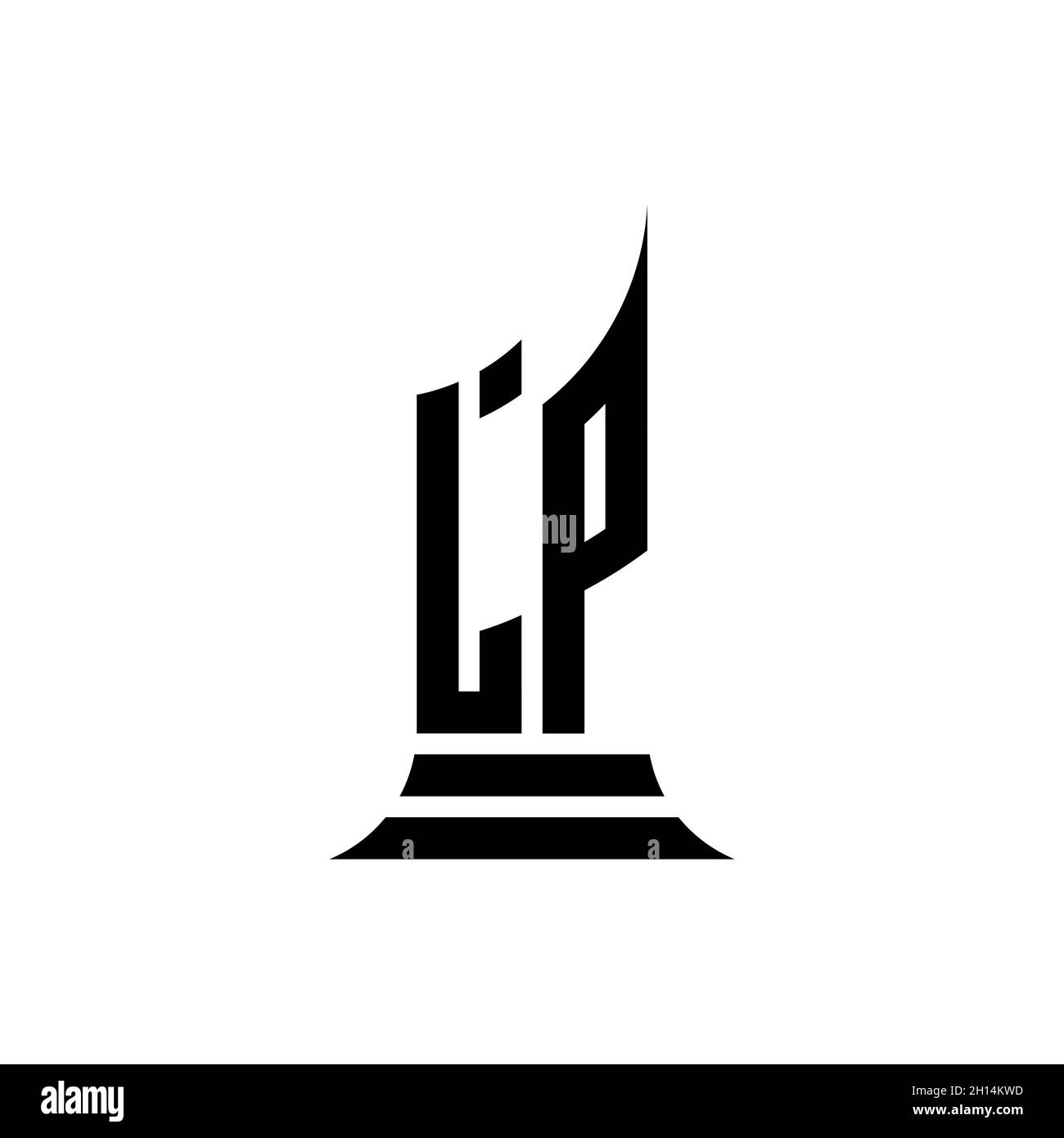 LP Monogram logo letter with building shape style design isolated on ...