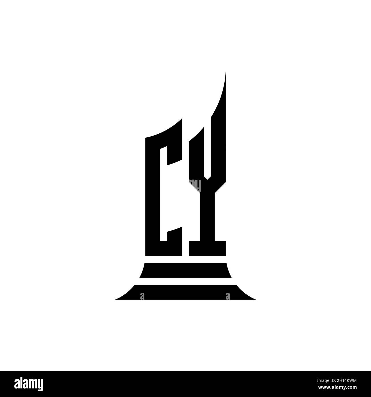 CY Monogram logo letter with building shape style design isolated on ...
