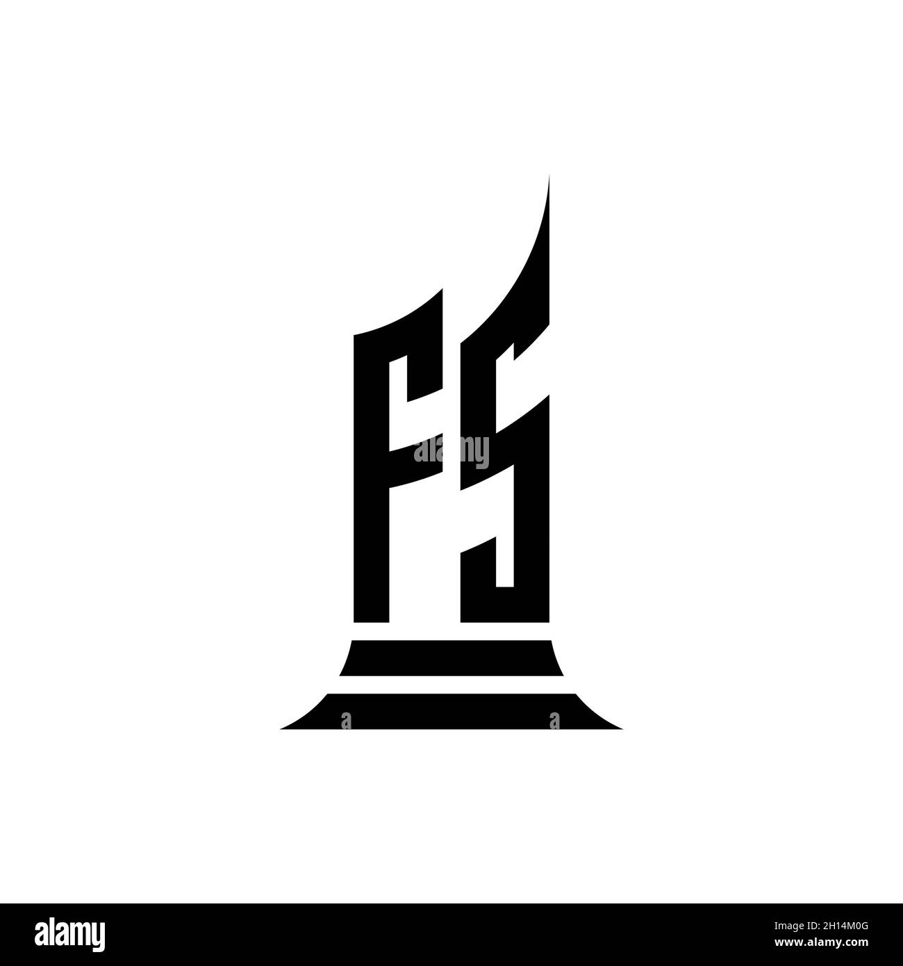 FS Monogram logo letter with building shape style design isolated on ...