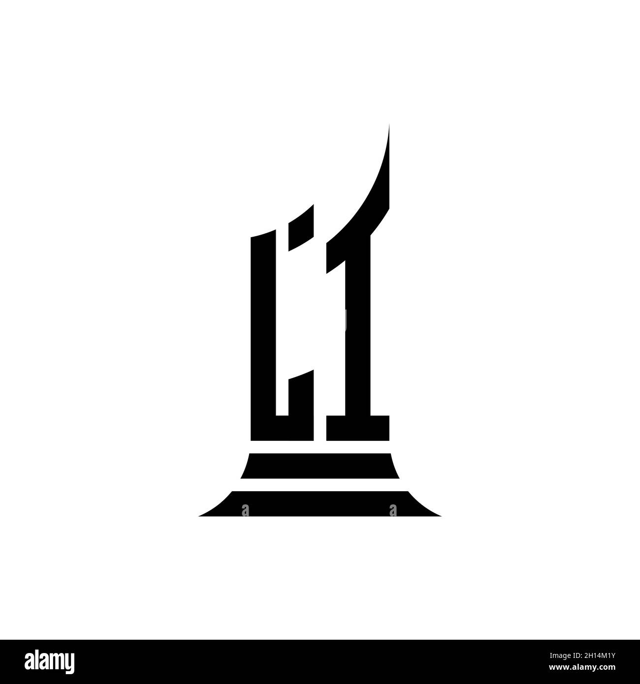 LI Monogram logo letter with building shape style design isolated on ...