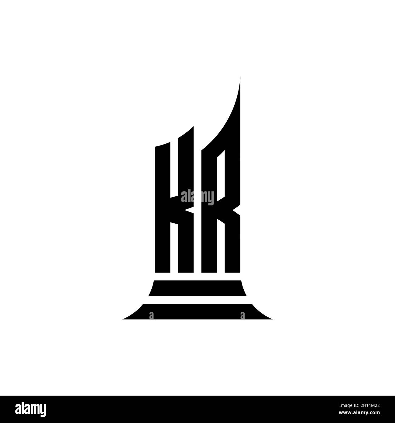 KR Monogram logo letter with building shape style design isolated on ...