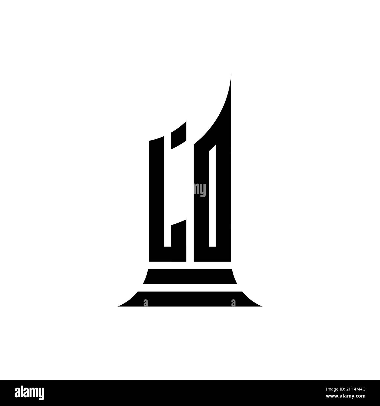 LO Monogram logo letter with building shape style design isolated on ...