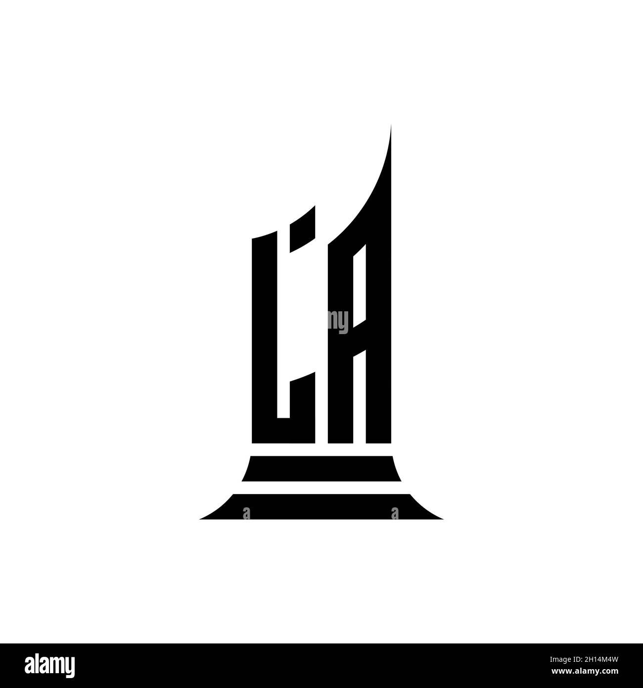 LA Monogram logo letter with building shape style design isolated on ...
