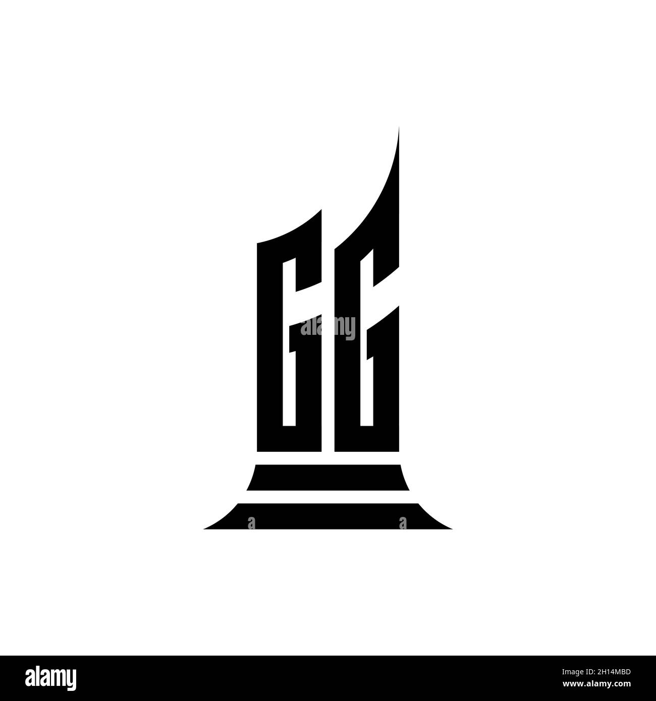 GG Monogram logo letter with building shape style design isolated on ...
