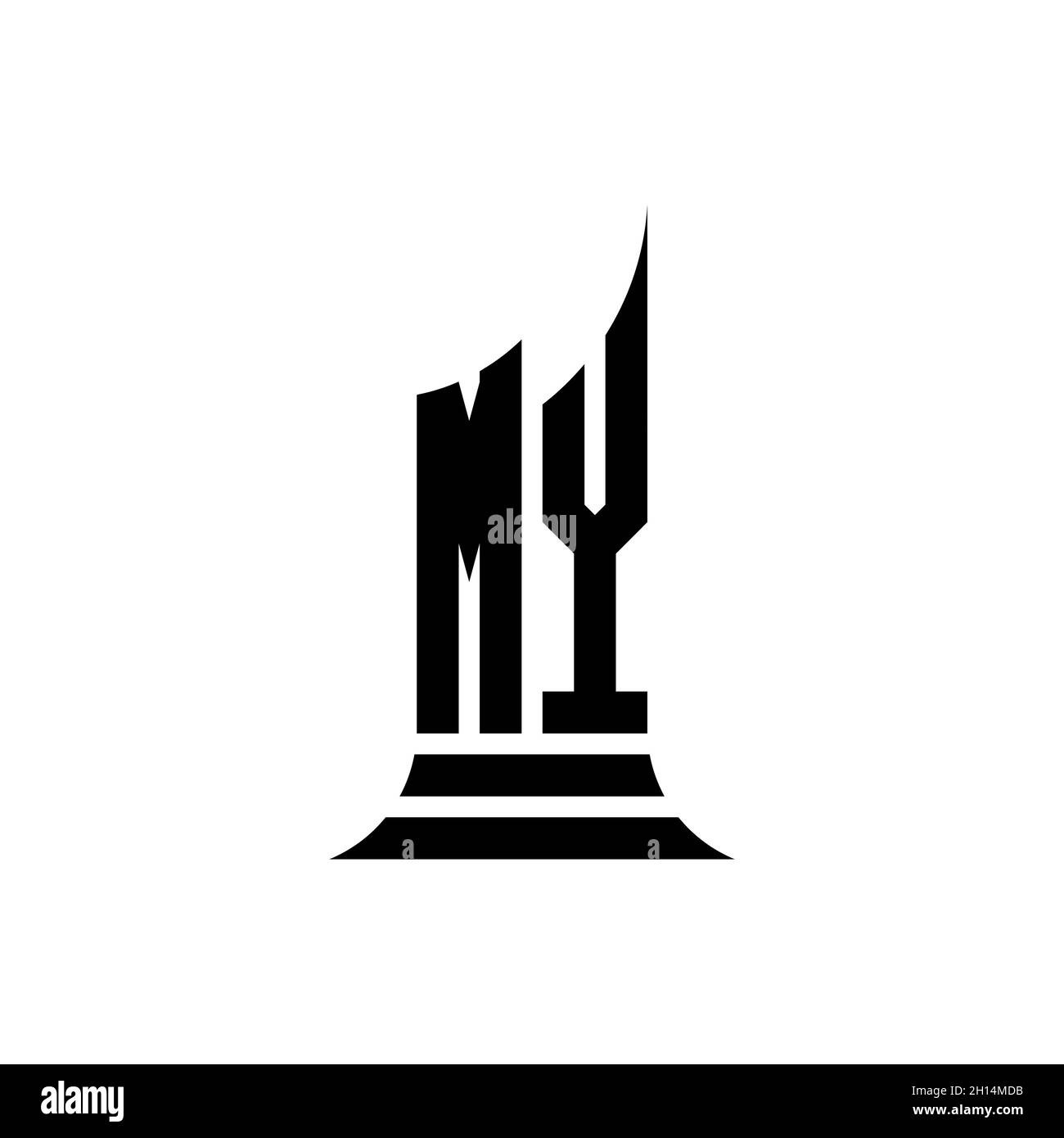 MY Monogram logo letter with building shape style design isolated on ...