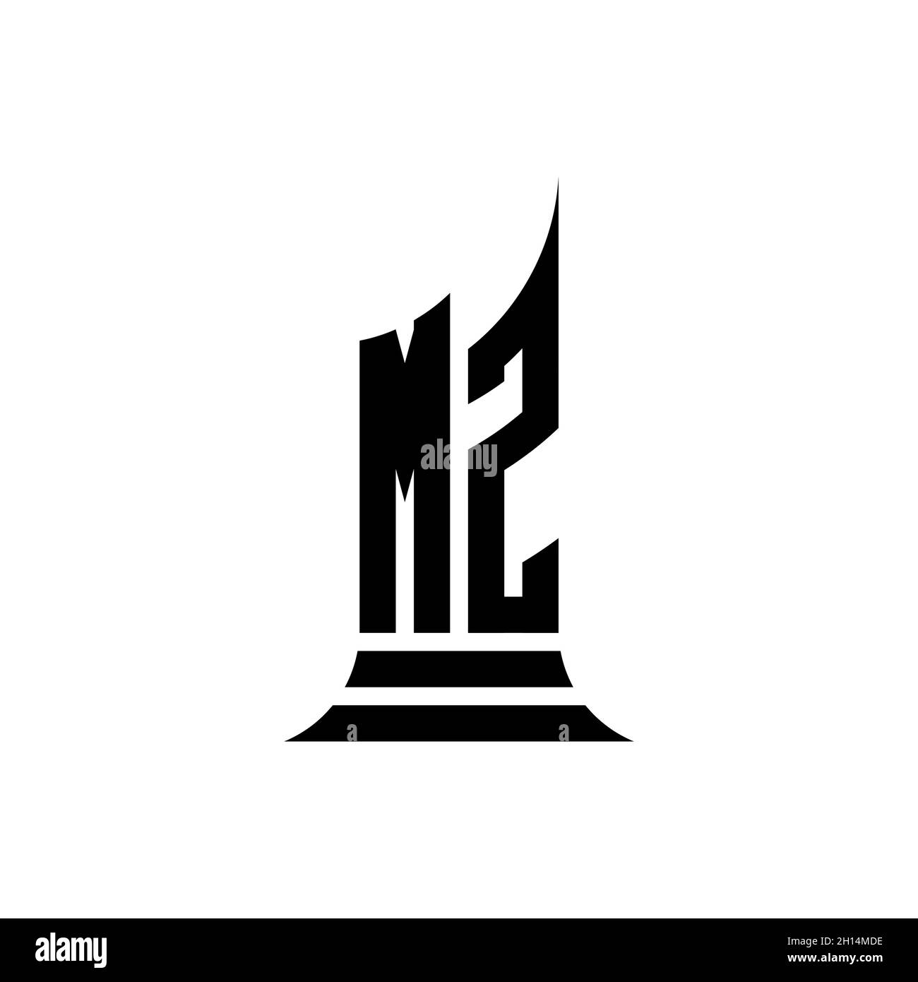 MZ Monogram logo letter with building shape style design isolated on ...