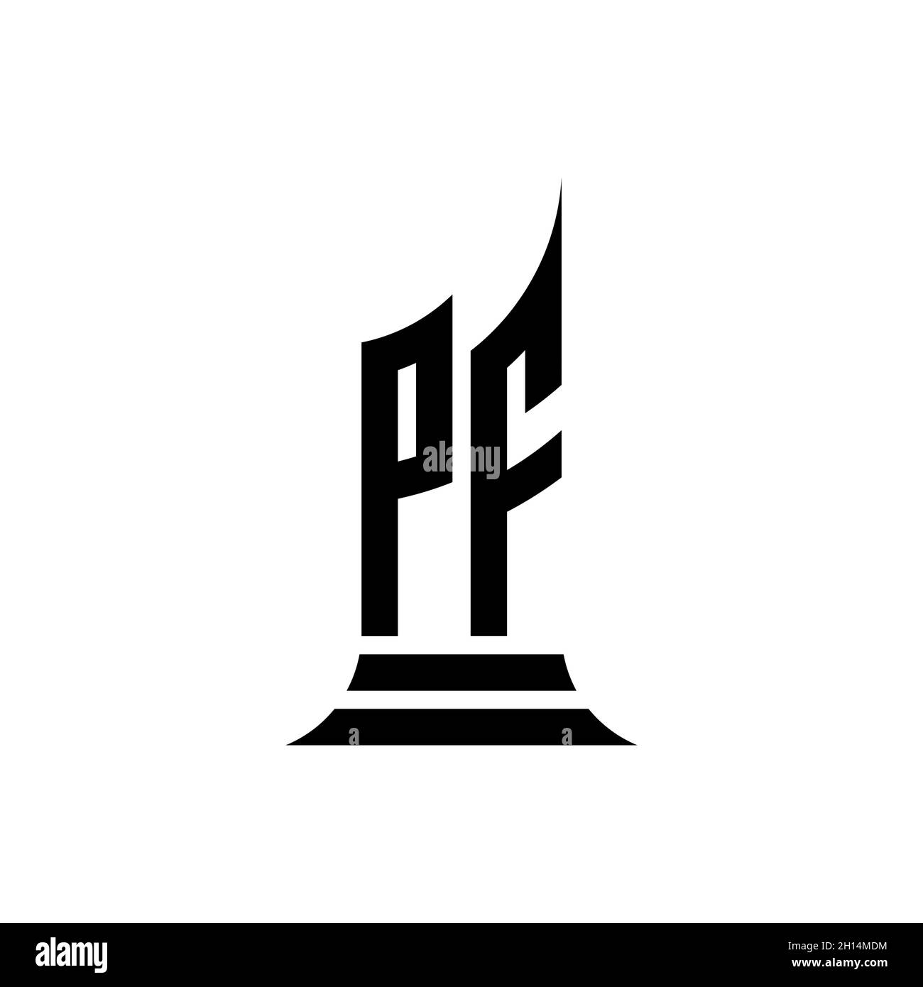 PF Monogram logo letter with building shape style design isolated on ...