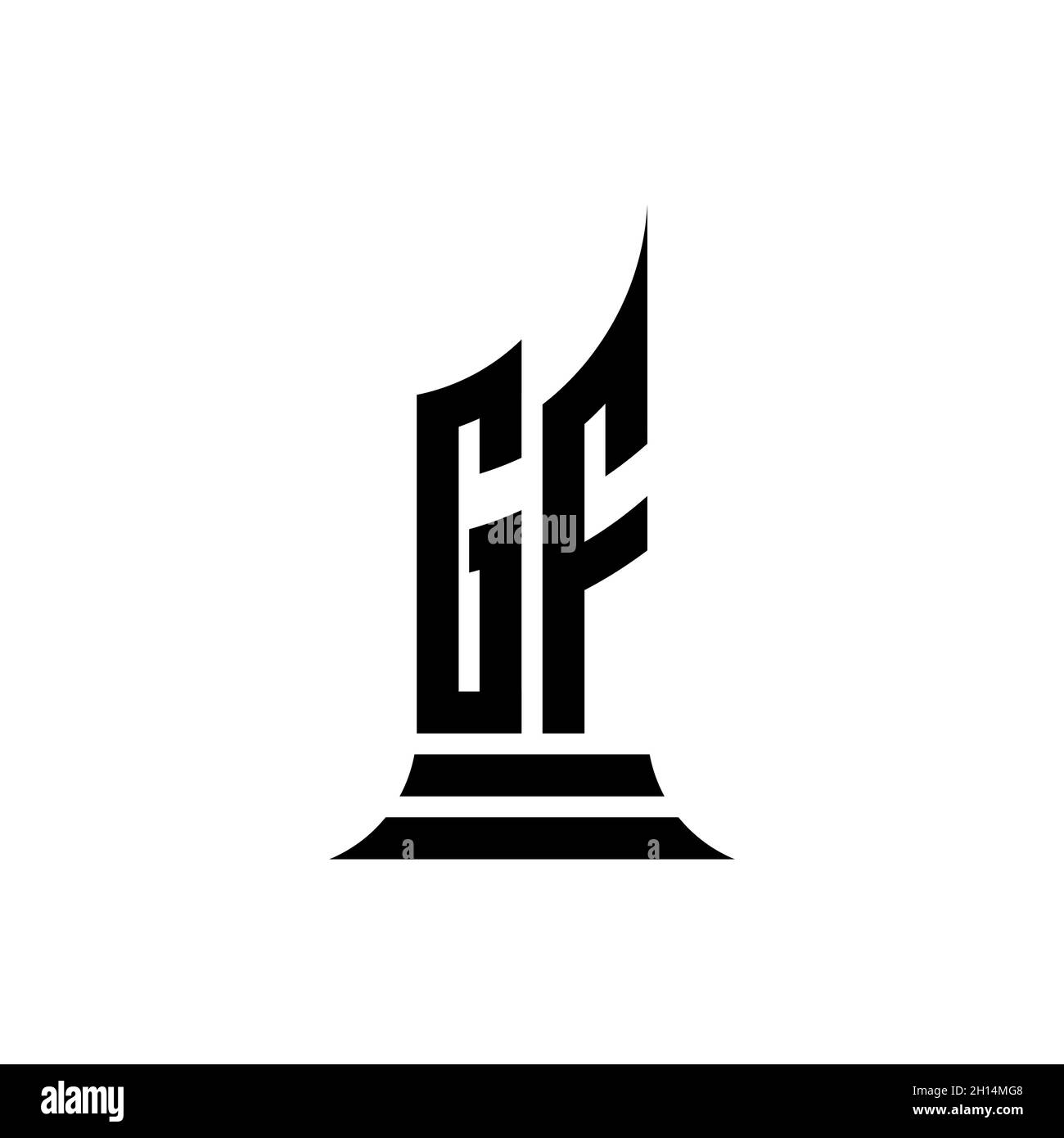GF Monogram logo letter with building shape style design isolated on ...
