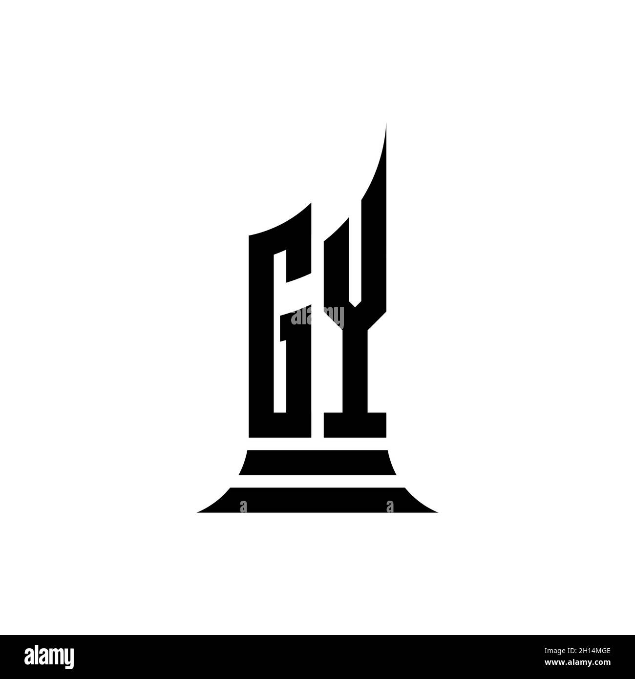 GY Monogram logo letter with building shape style design isolated on white background, real ...