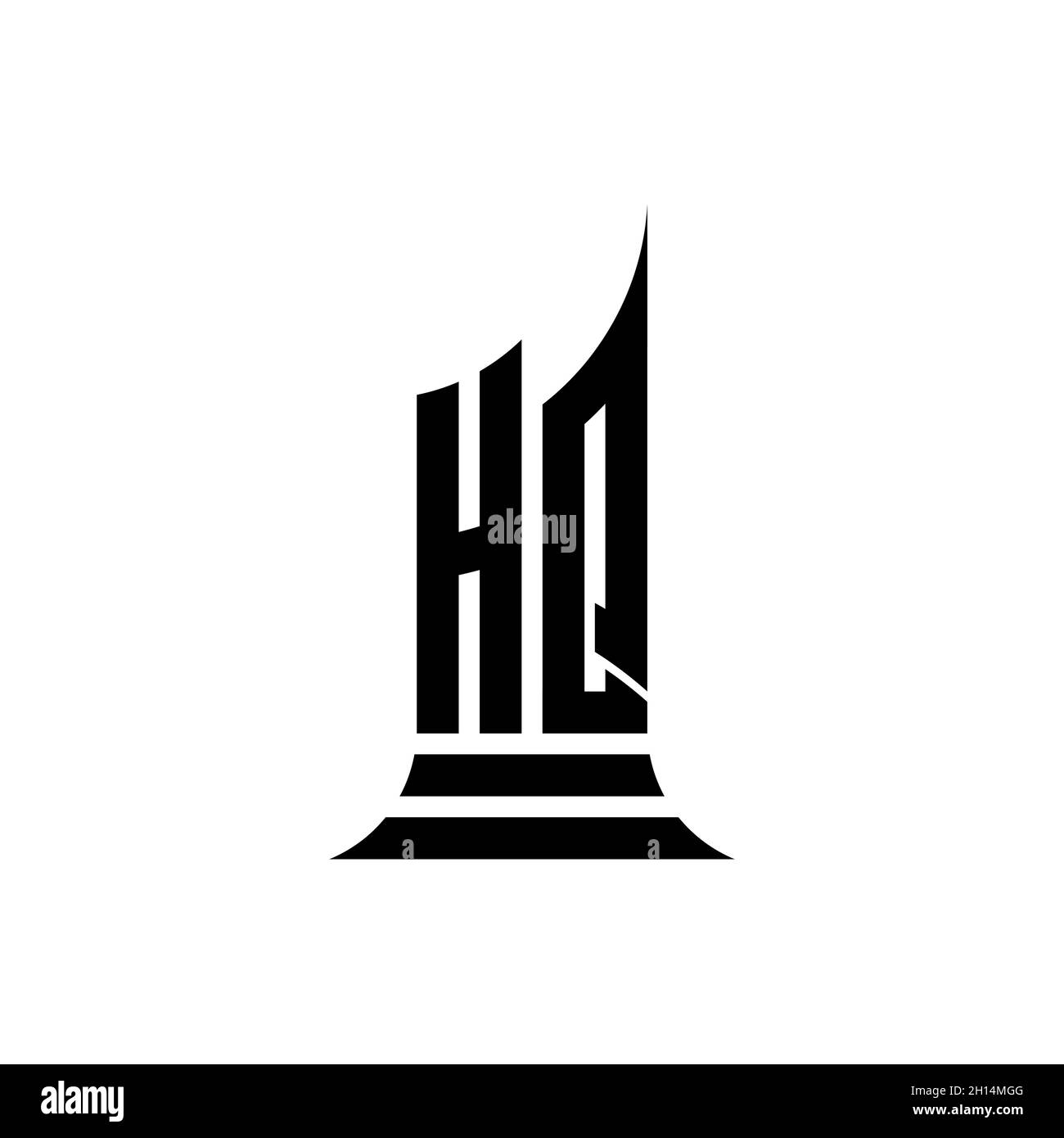 HQ Monogram logo letter with building shape style design isolated on ...