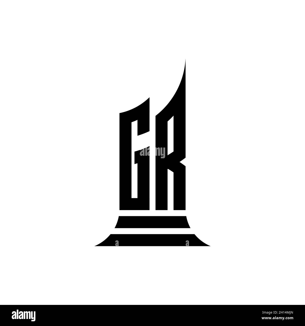 GR Monogram logo letter with building shape style design isolated on ...