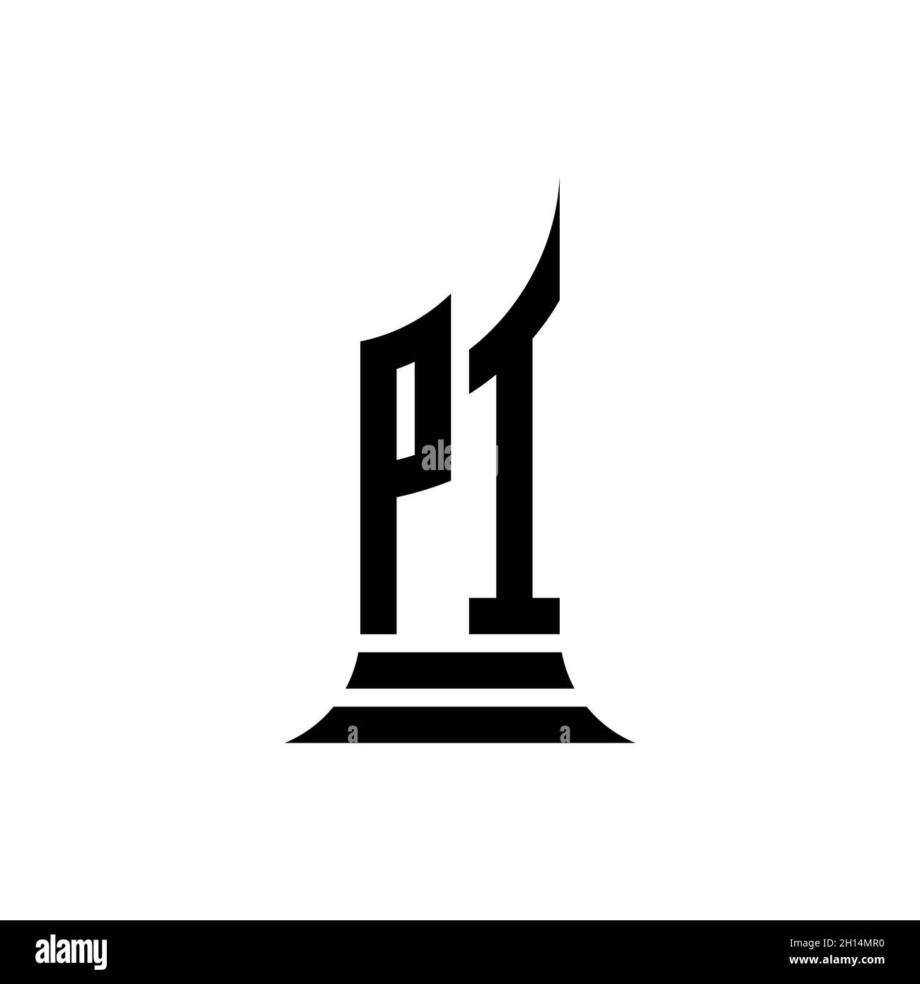 PI Monogram logo letter with building shape style design isolated on white background, real ...