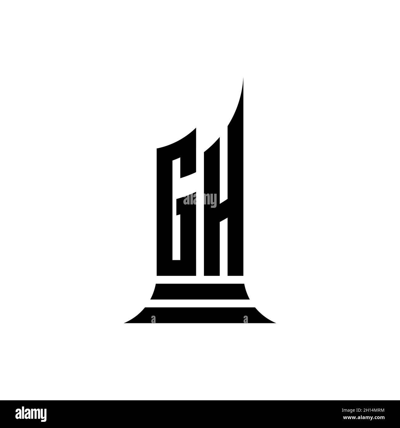 GH Monogram logo letter with building shape style design isolated on ...