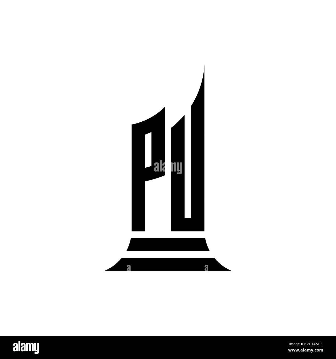 PU Monogram logo letter with building shape style design isolated on ...