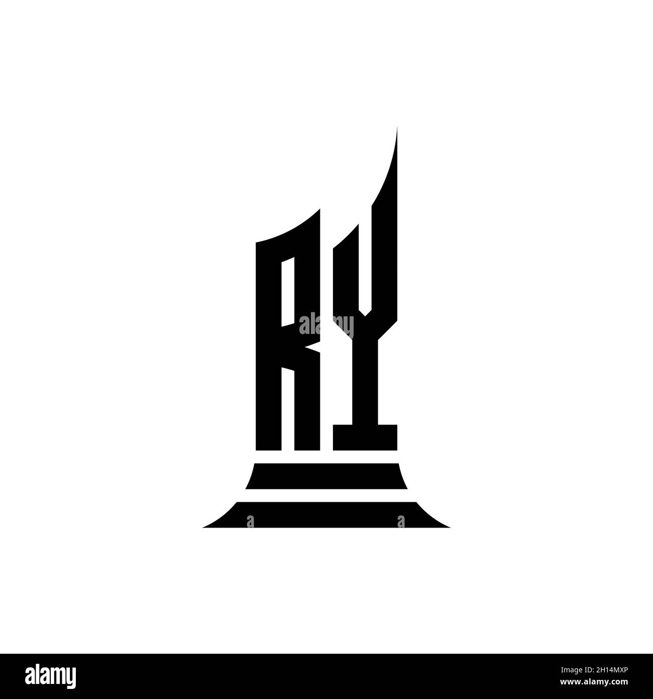 RY Monogram logo letter with building shape style design isolated on ...