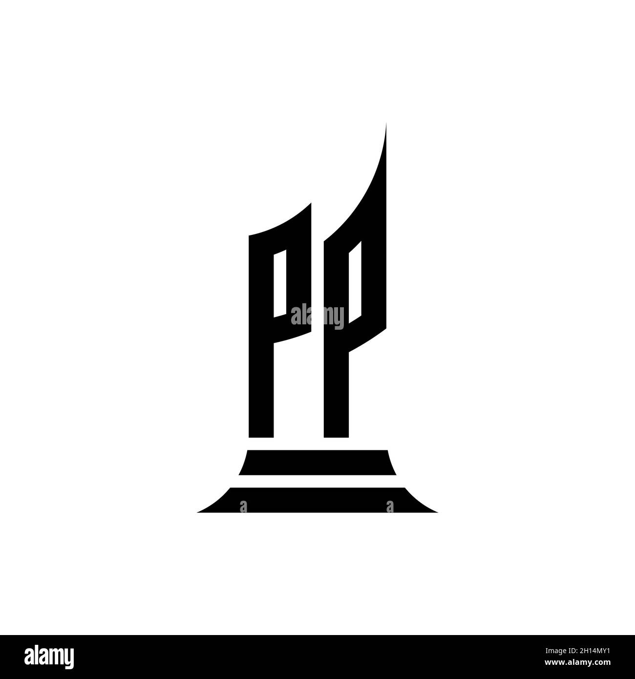 PP Monogram logo letter with building shape style design isolated on ...