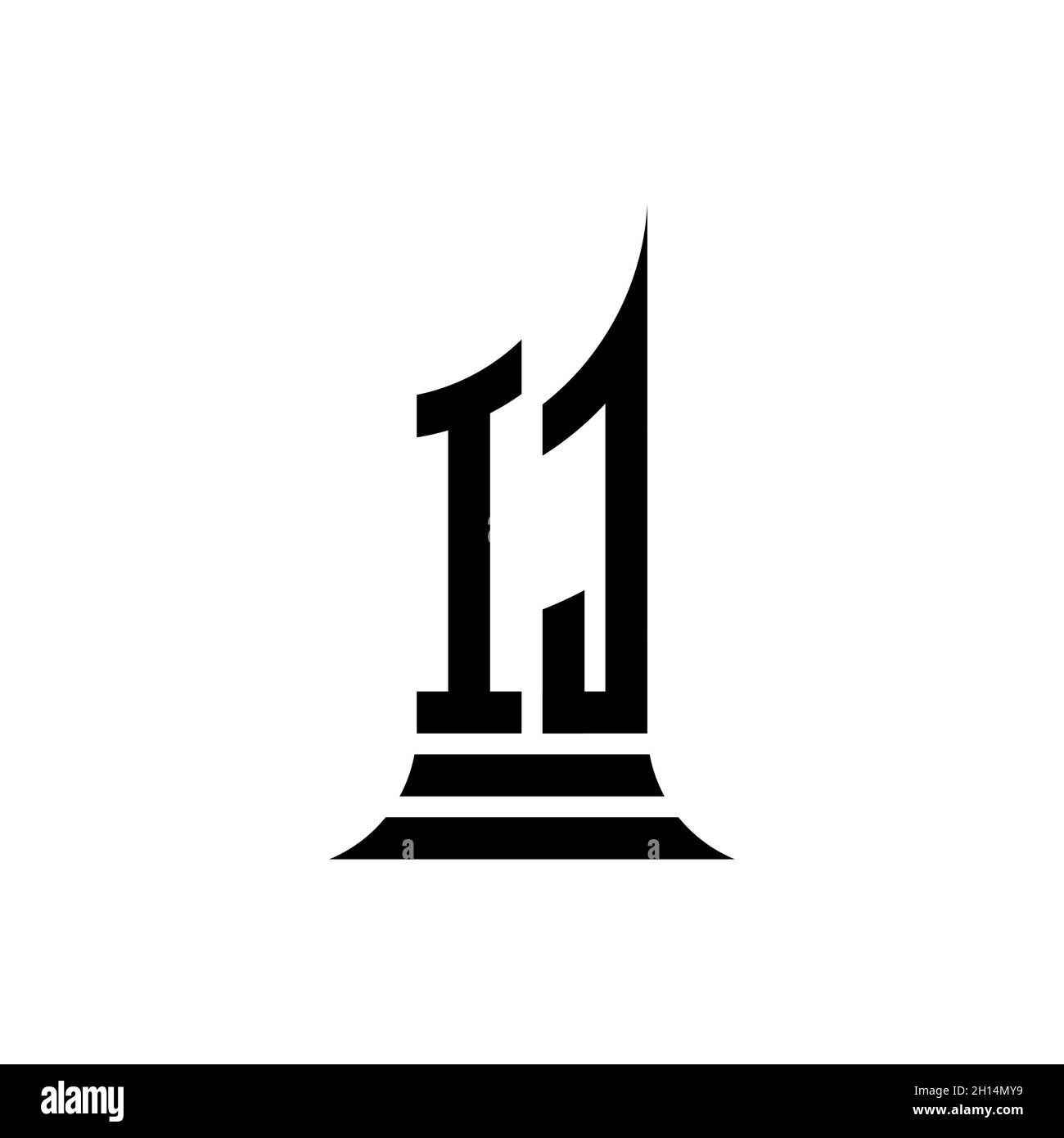 IJ Monogram logo letter with building shape style design isolated on ...