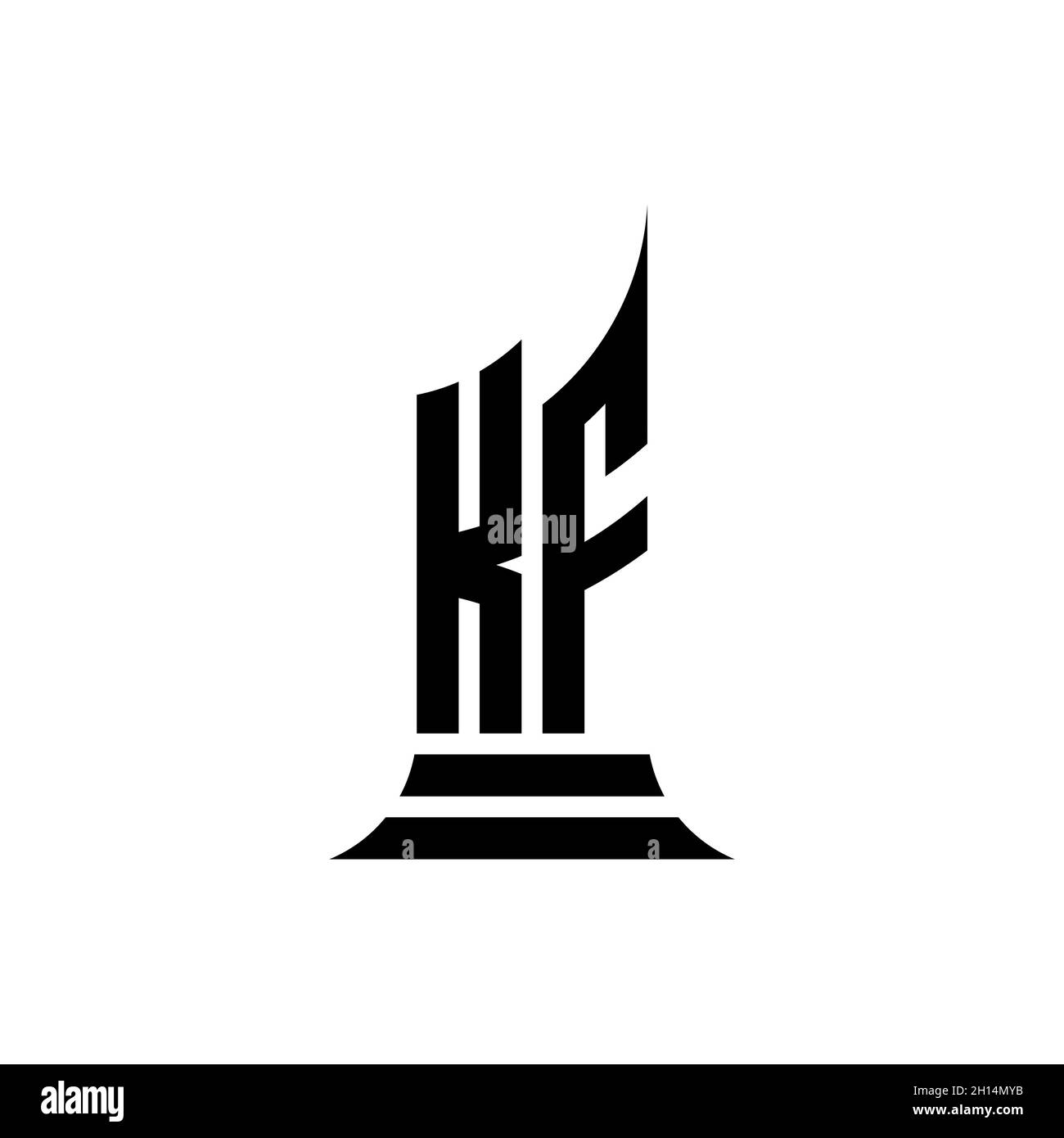 KF Monogram logo letter with building shape style design isolated on white background, real ...