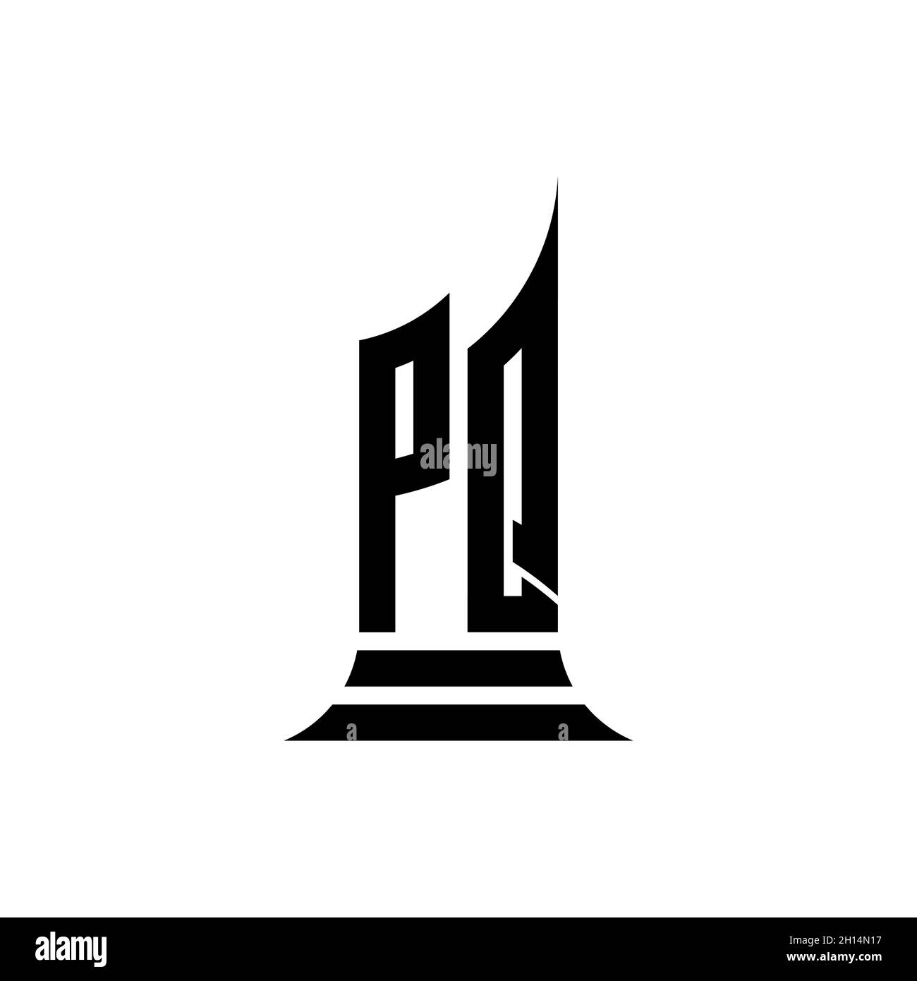 PQ Monogram logo letter with building shape style design isolated on ...