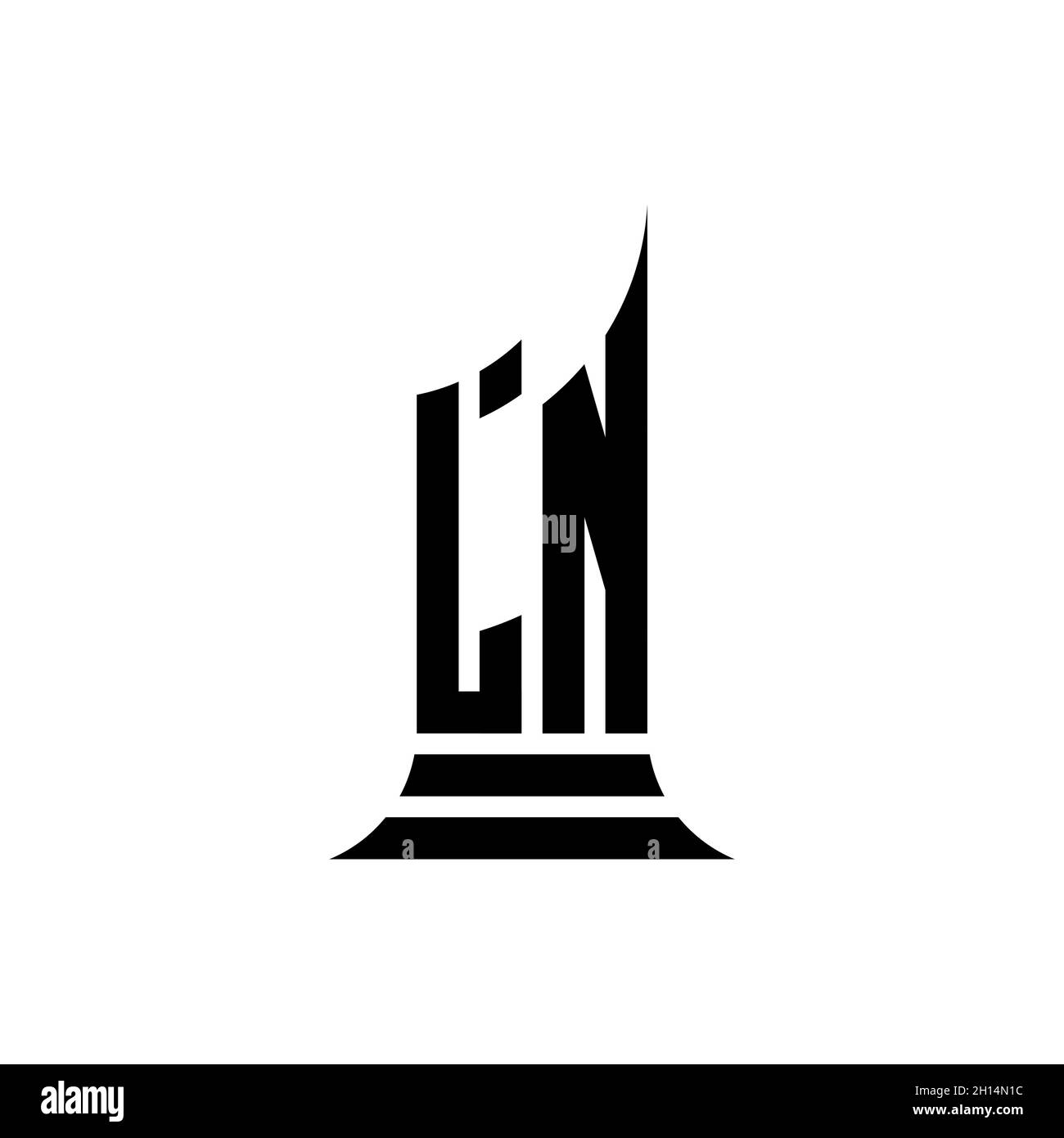 LN Monogram logo letter with building shape style design isolated on ...