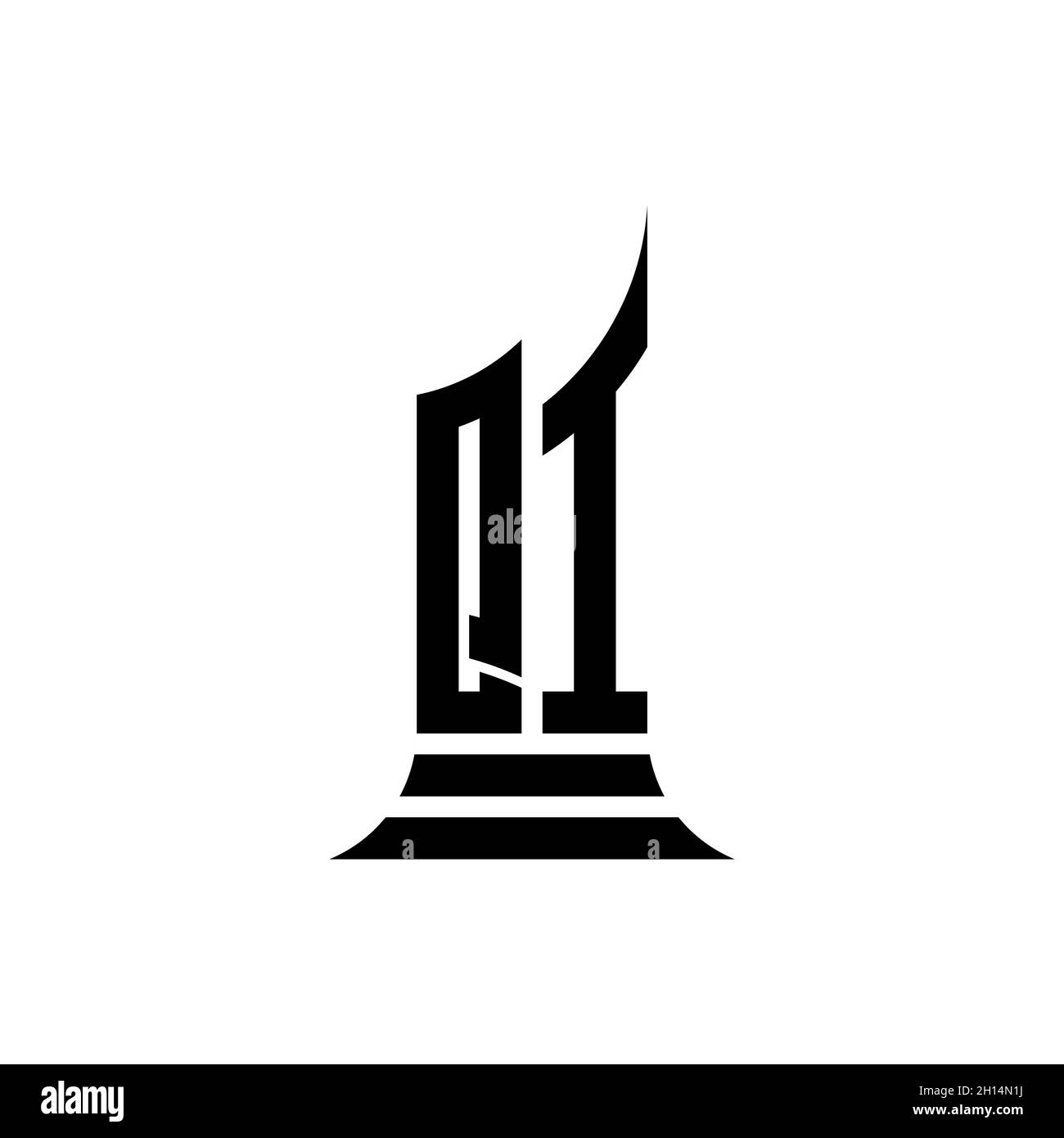 QI Monogram logo letter with building shape style design isolated on ...