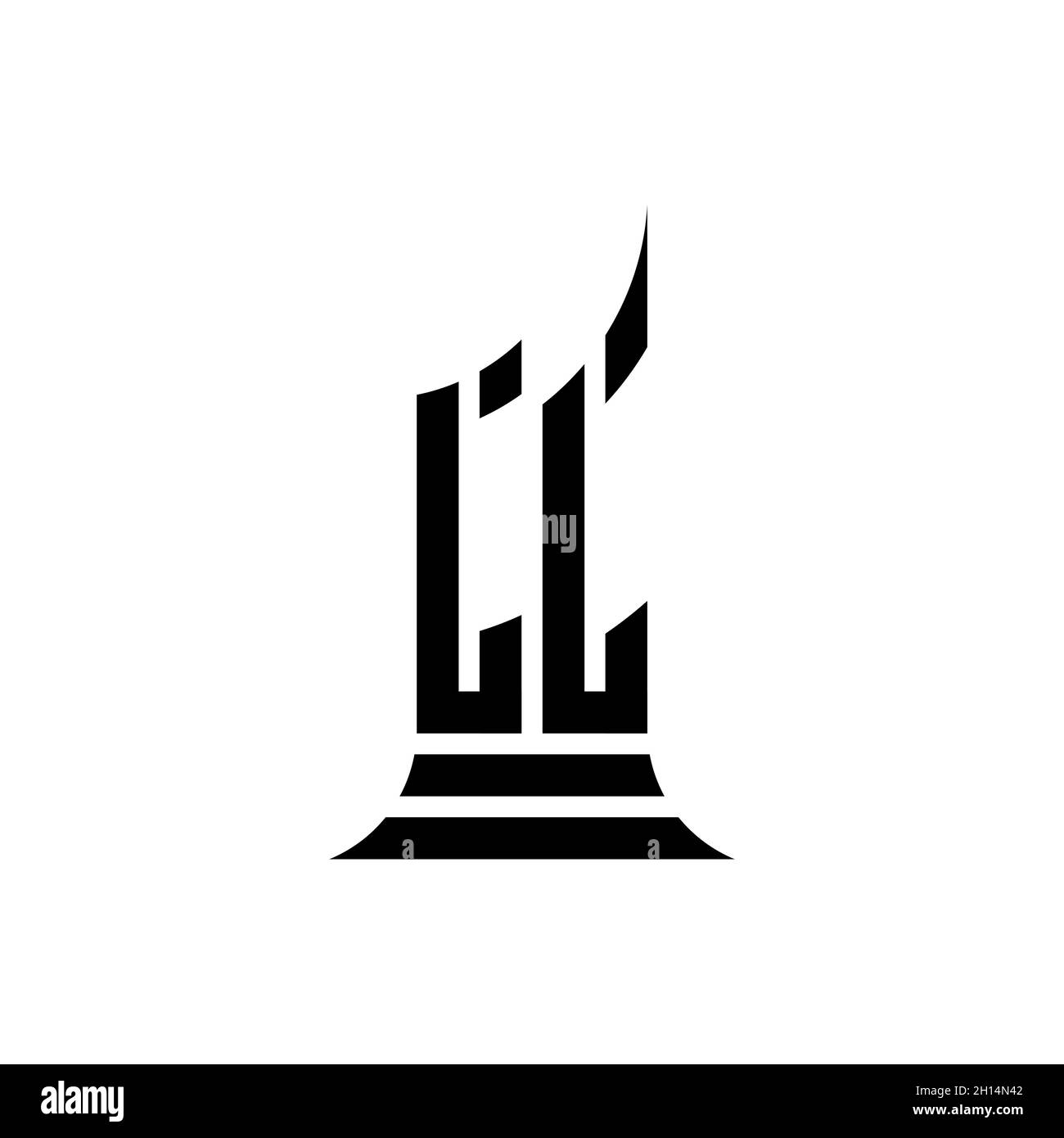 LL Monogram logo letter with building shape style design isolated on ...