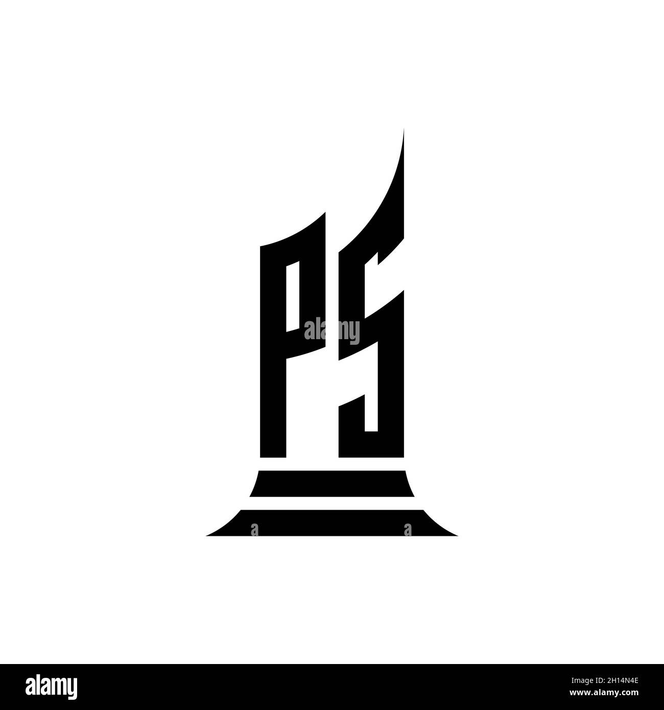 PS Monogram logo letter with building shape style design isolated on ...