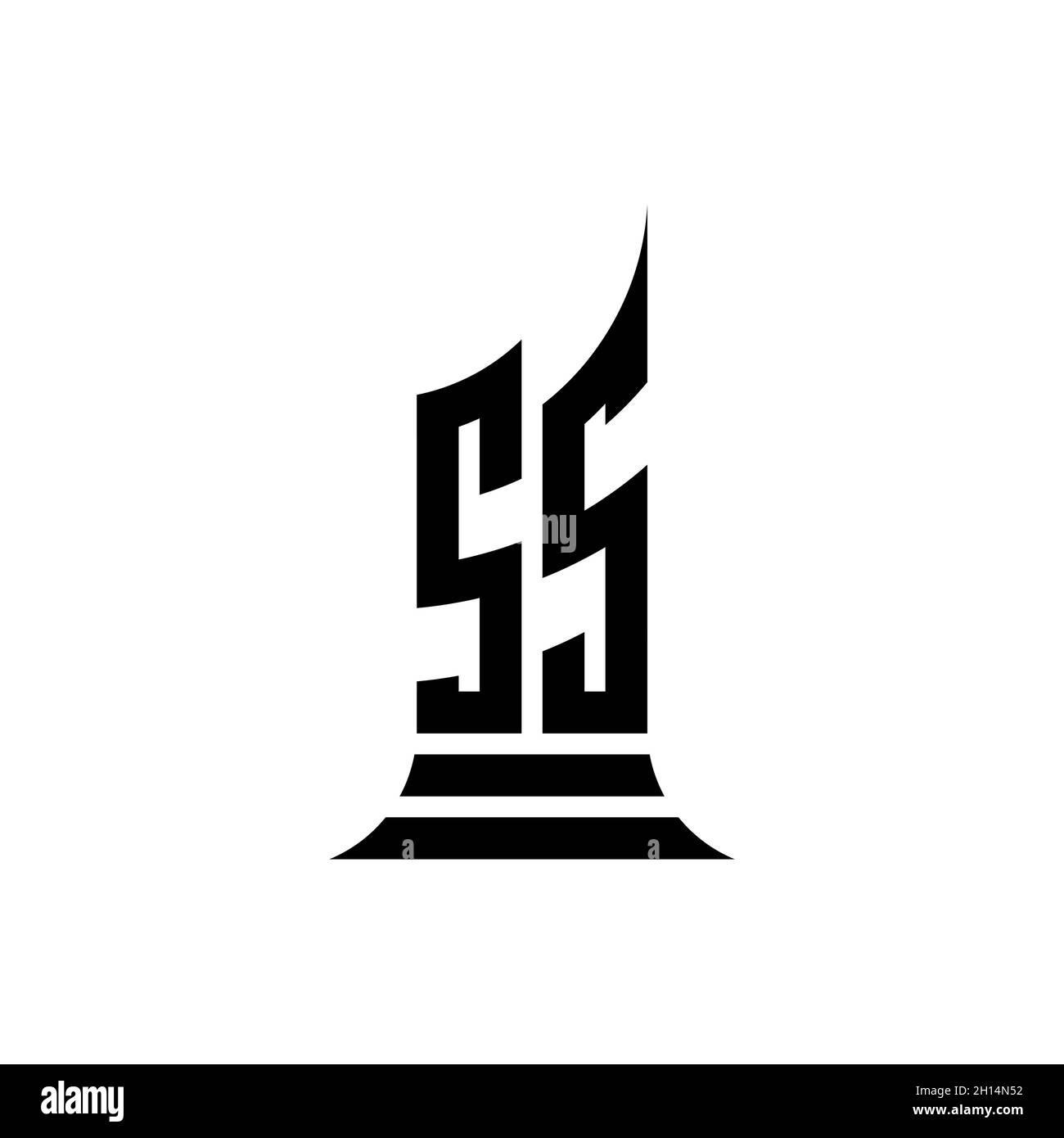 SS Monogram logo letter with building shape style design isolated on ...