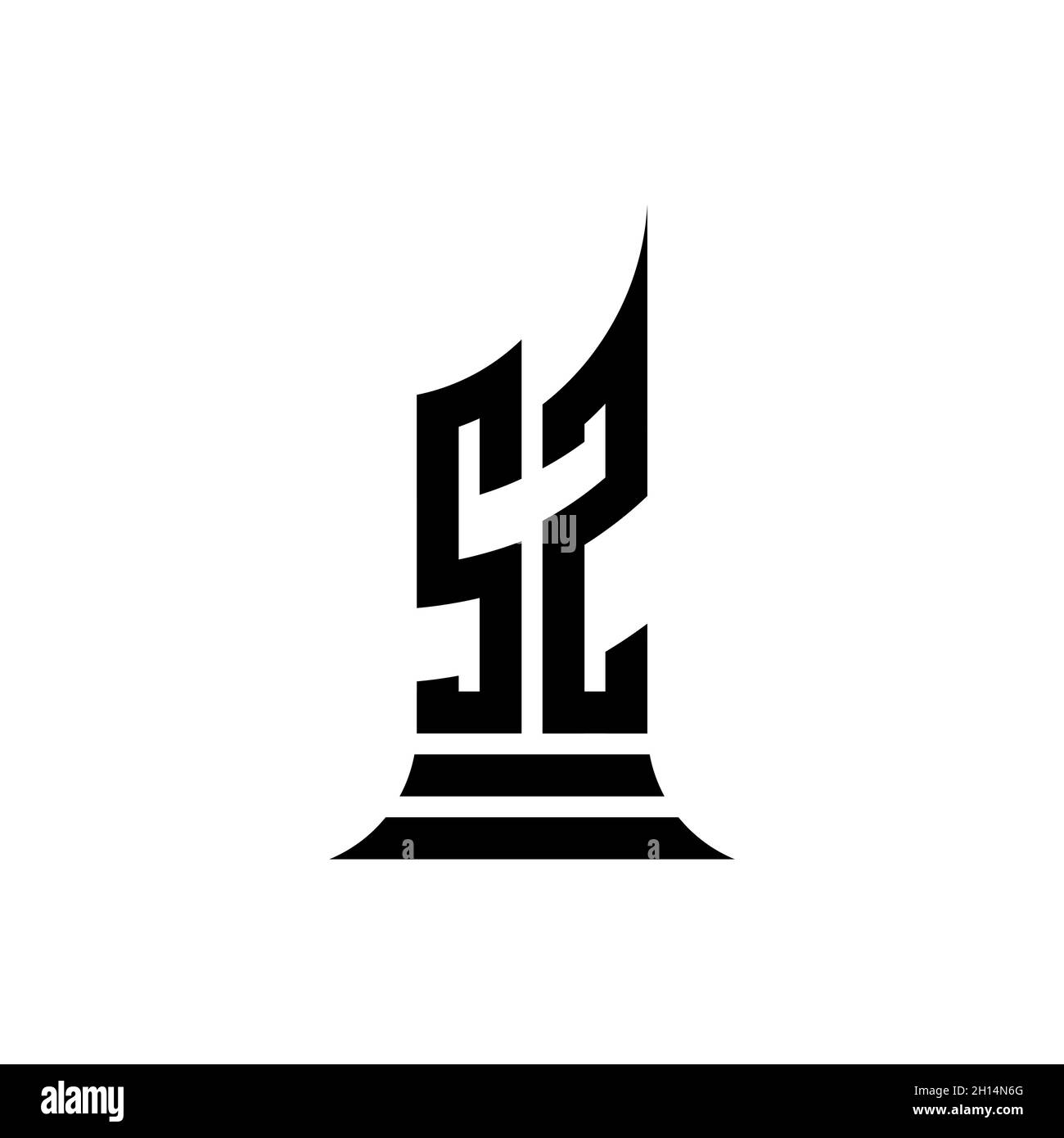 SZ Monogram logo letter with building shape style design isolated on ...
