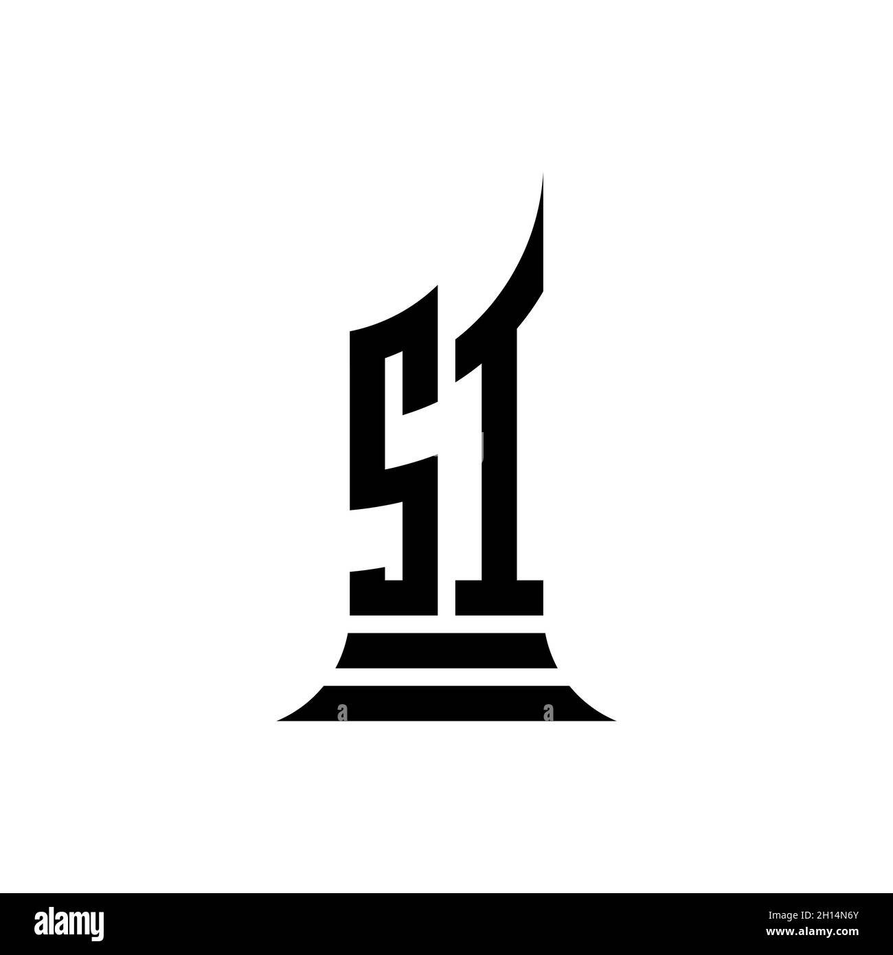 SI Monogram logo letter with building shape style design isolated on ...