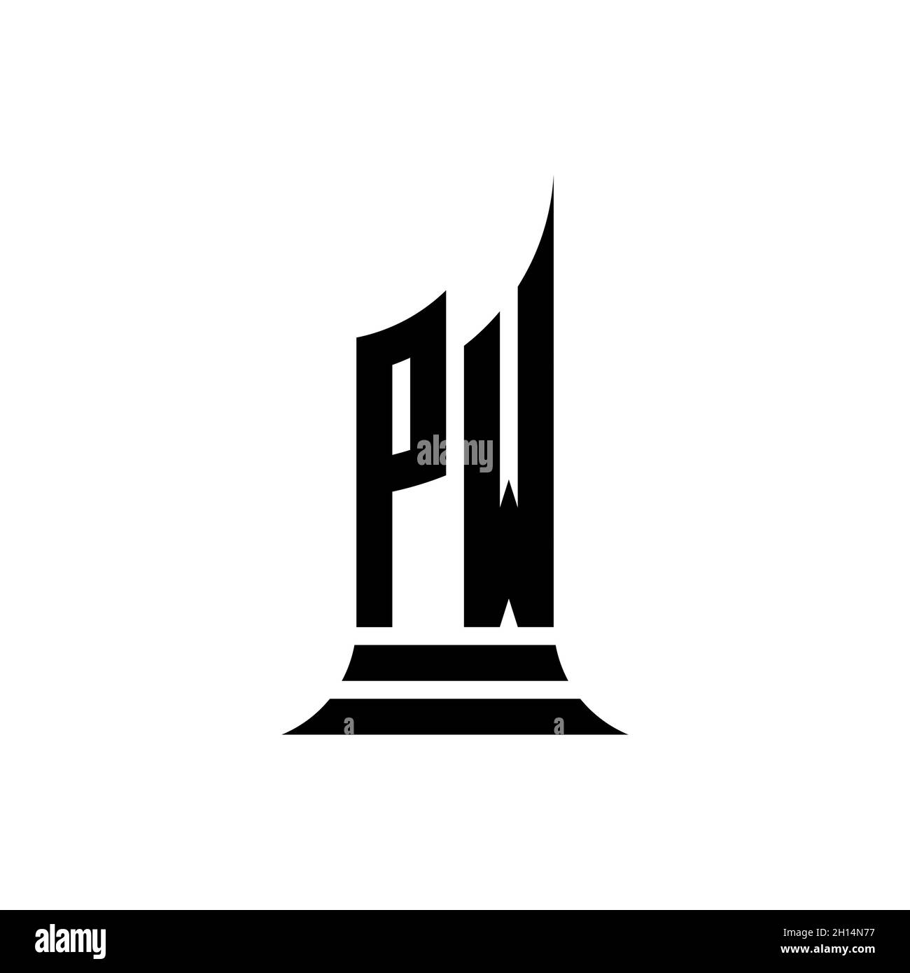 PW Monogram logo letter with building shape style design isolated on ...