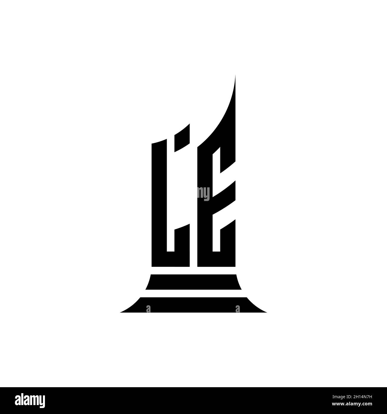 LE Monogram logo letter with building shape style design isolated on ...