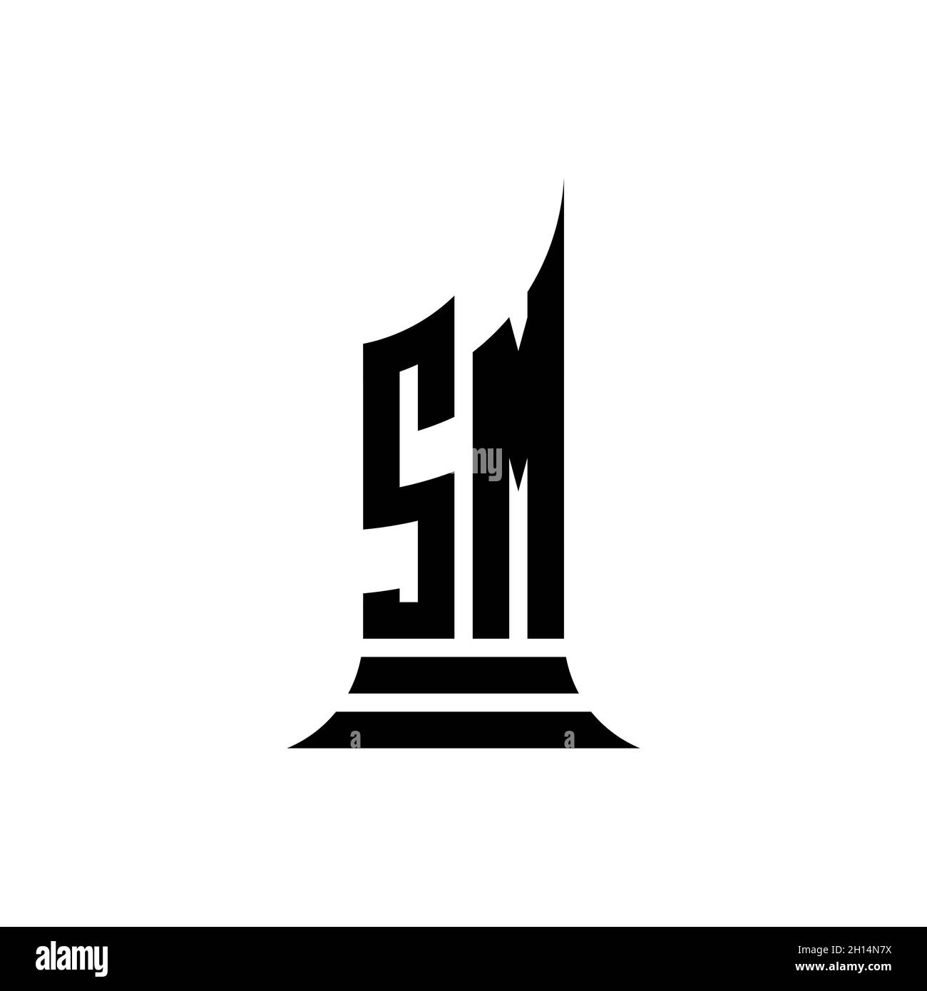 SM Monogram logo letter with building shape style design isolated on ...