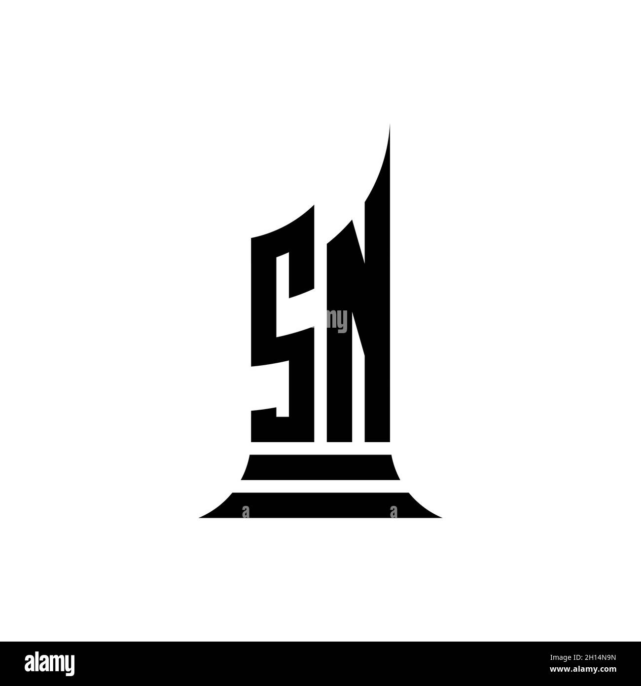 SN Monogram logo letter with building shape style design isolated on ...