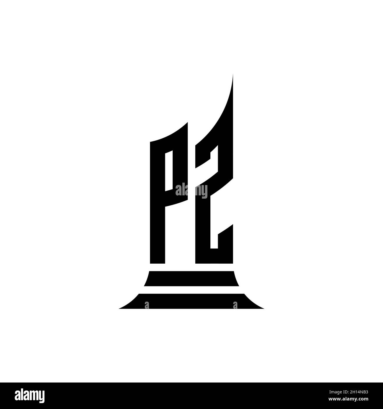 PZ Monogram logo letter with building shape style design isolated on ...