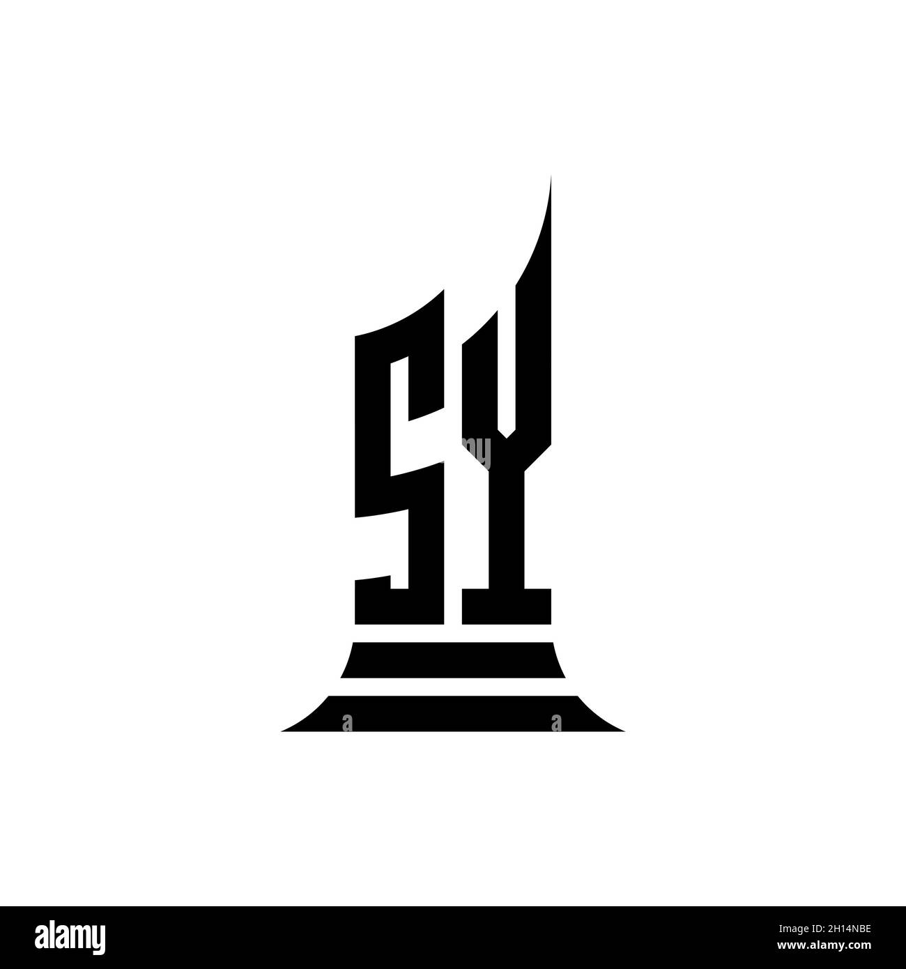 SY Monogram logo letter with building shape style design isolated on ...